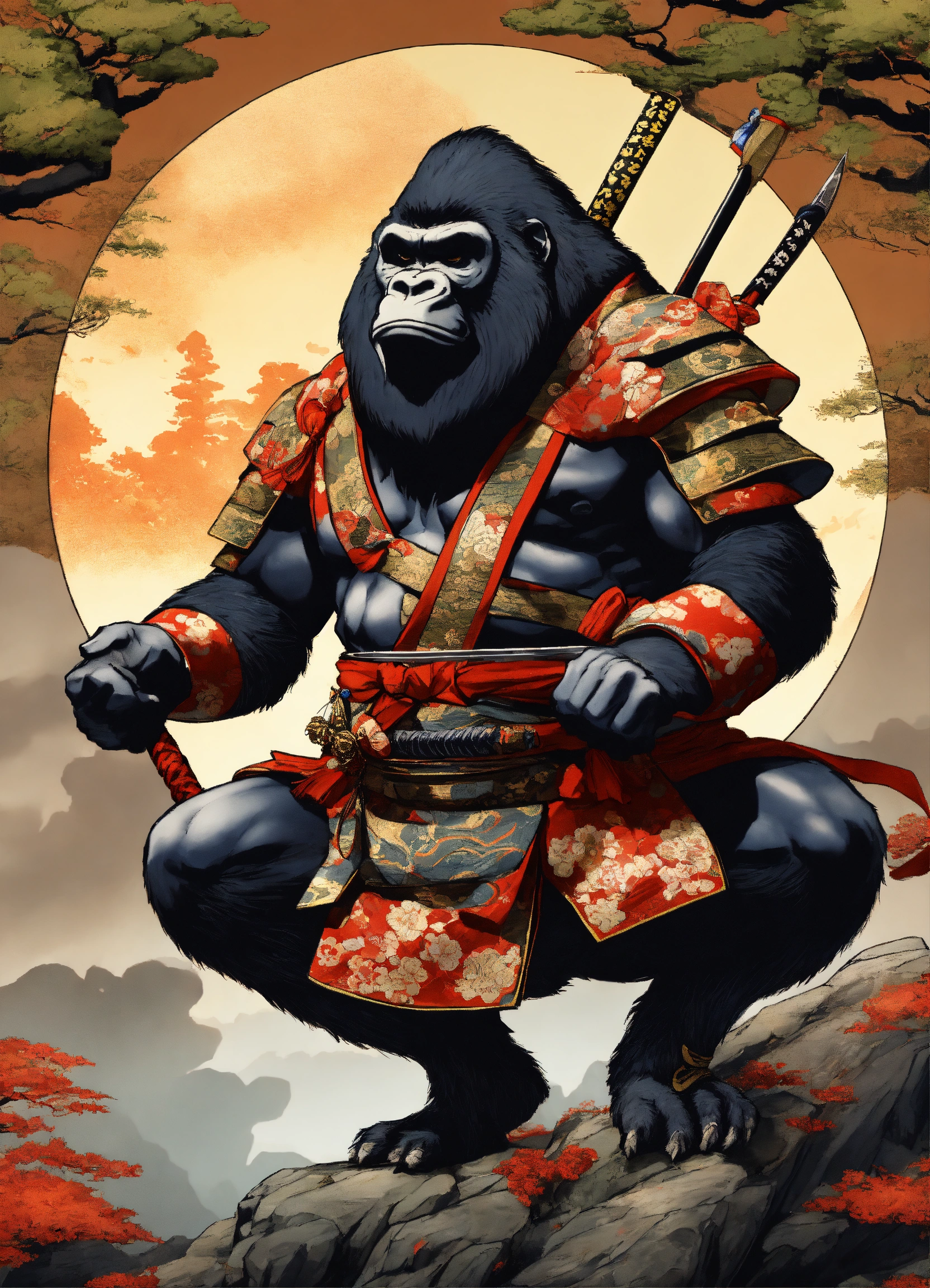 Lexica - 3D animation, there is a silverback gorilla with a bow and ...