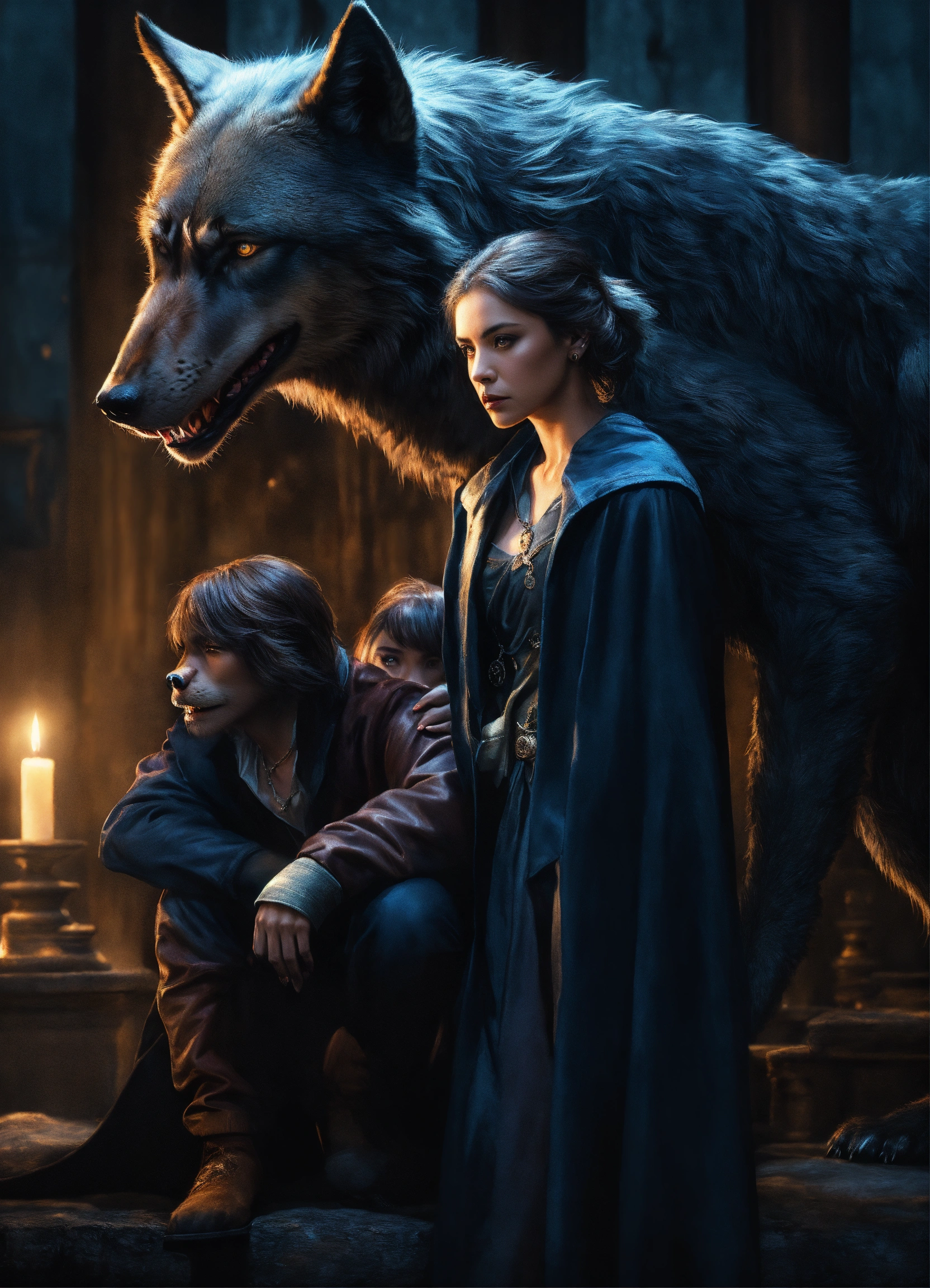 Lexica - Beautiful girl and handsome man in werewolf academy, mystic ...