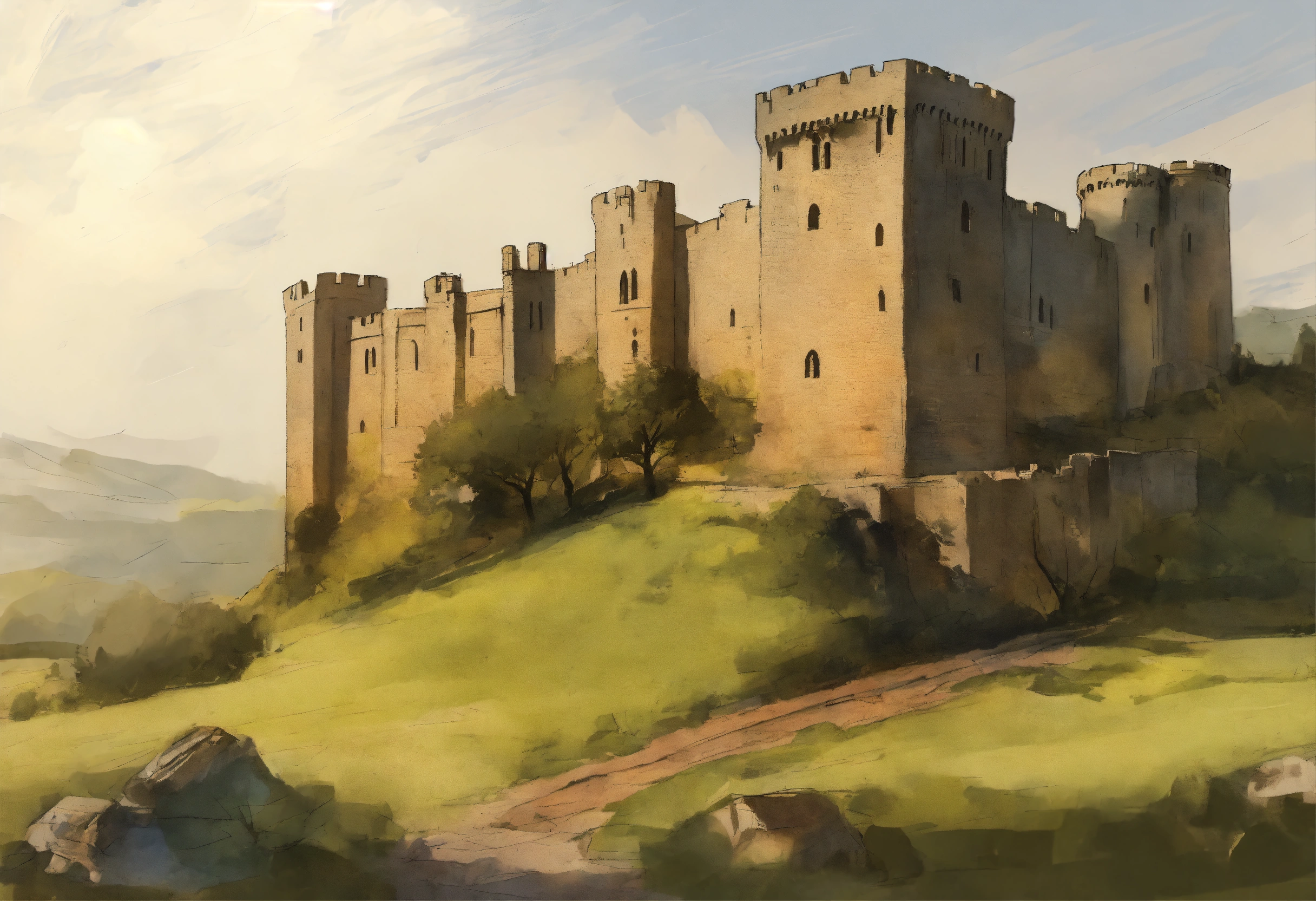 Lexica - Loose sketch sketch of a 12th-century Norman castle