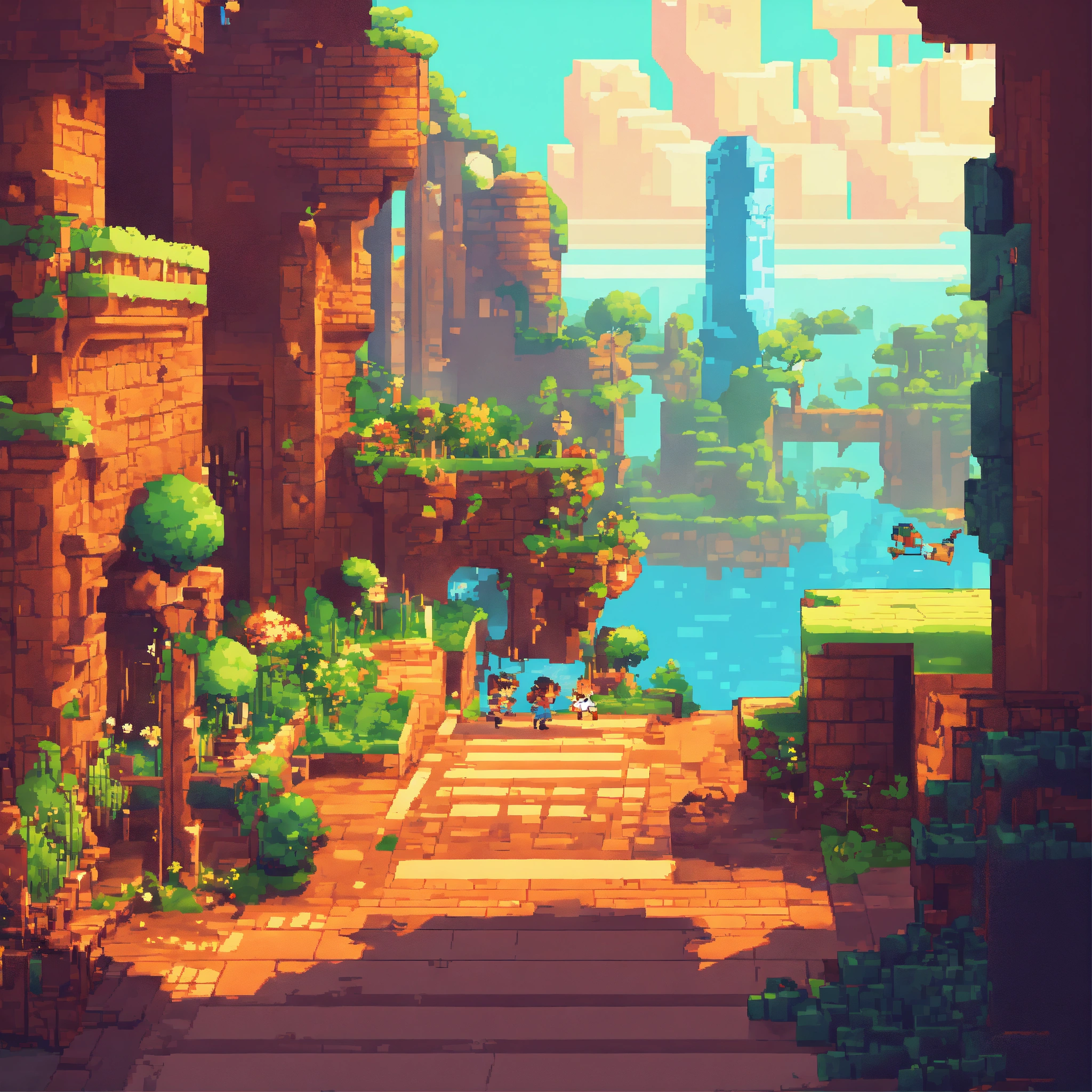 Lexica - Illustrate a pixelated scene reminiscent of classic video ...