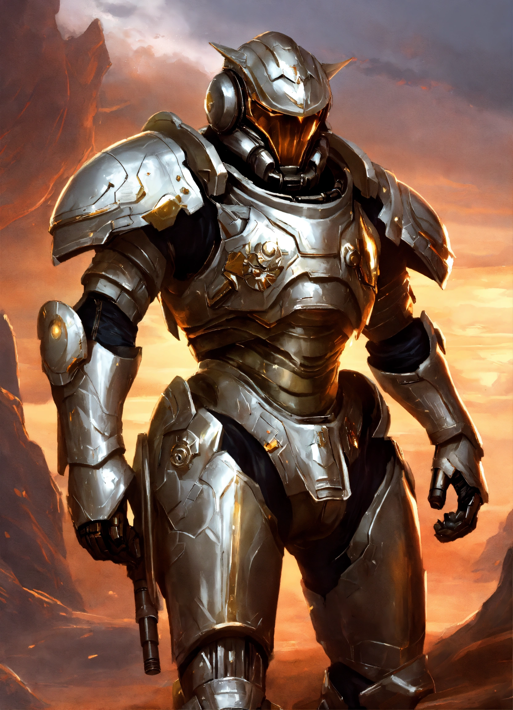 Lexica - Space warrior knight in silver alien power armor, Warmachine ...
