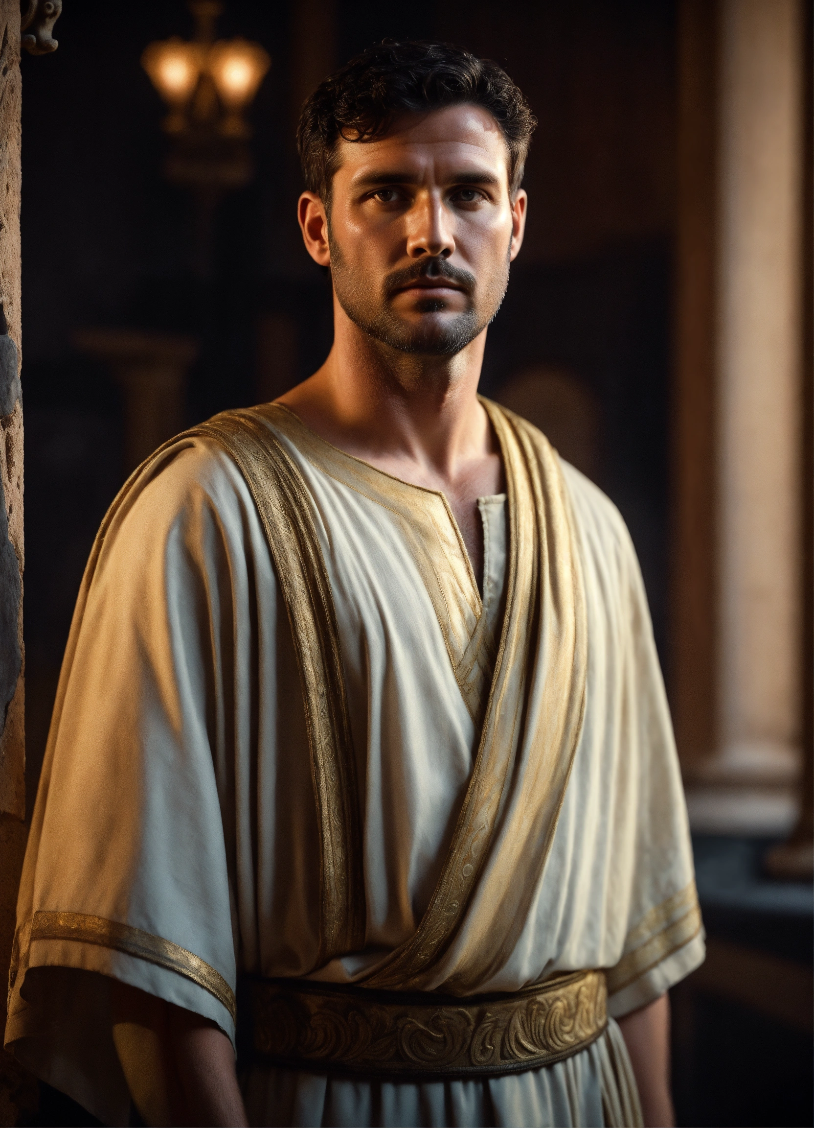 Lexica - A young rich handsome roman man wearing a light-colored tunic ...