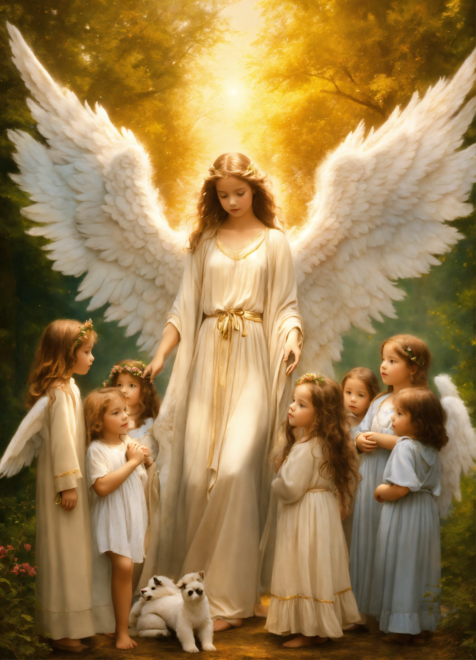 Lexica - A beautiful group of angel watching over children