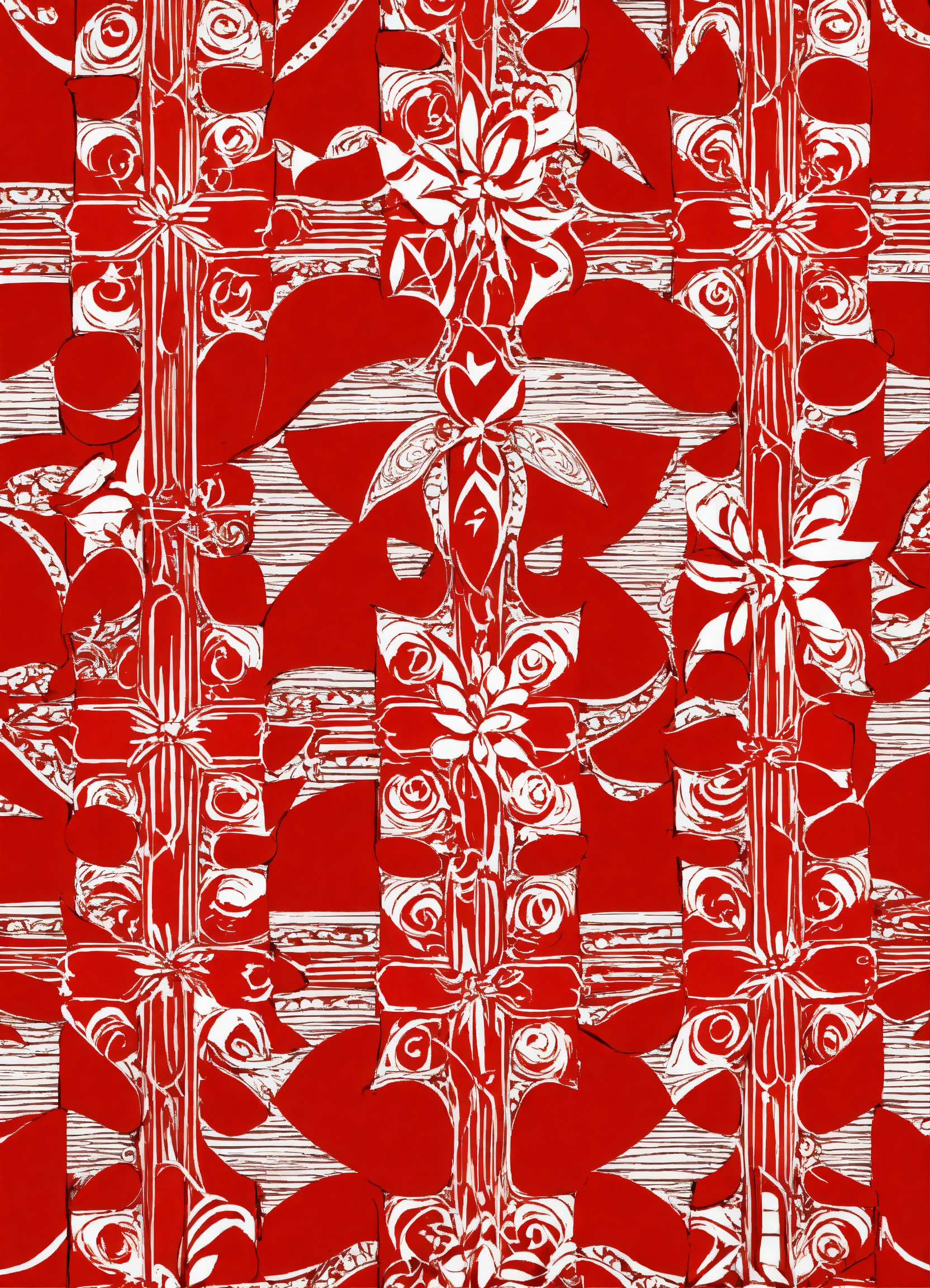 Lexica - Beautiful Gift wrap pattern on a red background in a seamless way