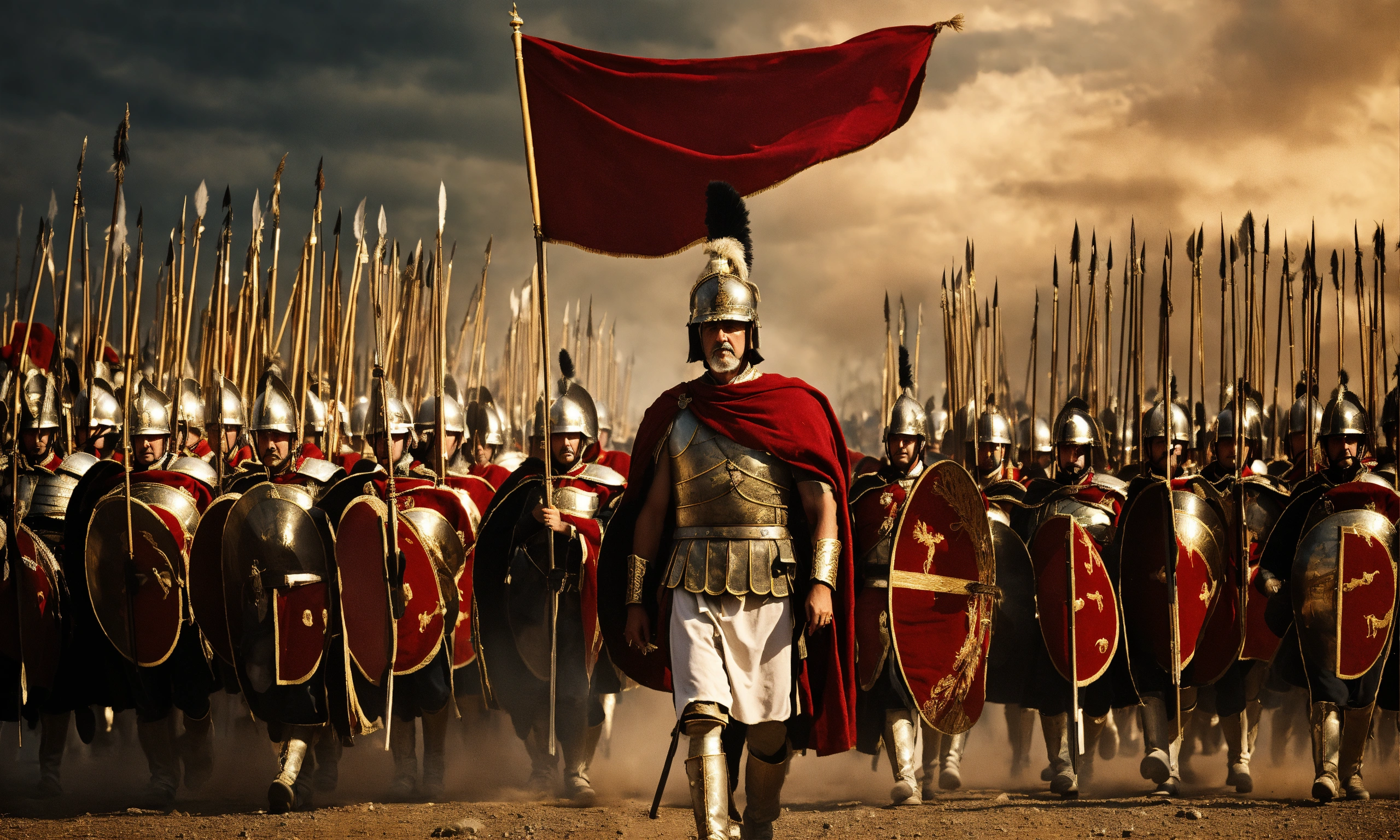 Lexica - Photograph of a roman general marching with his legions