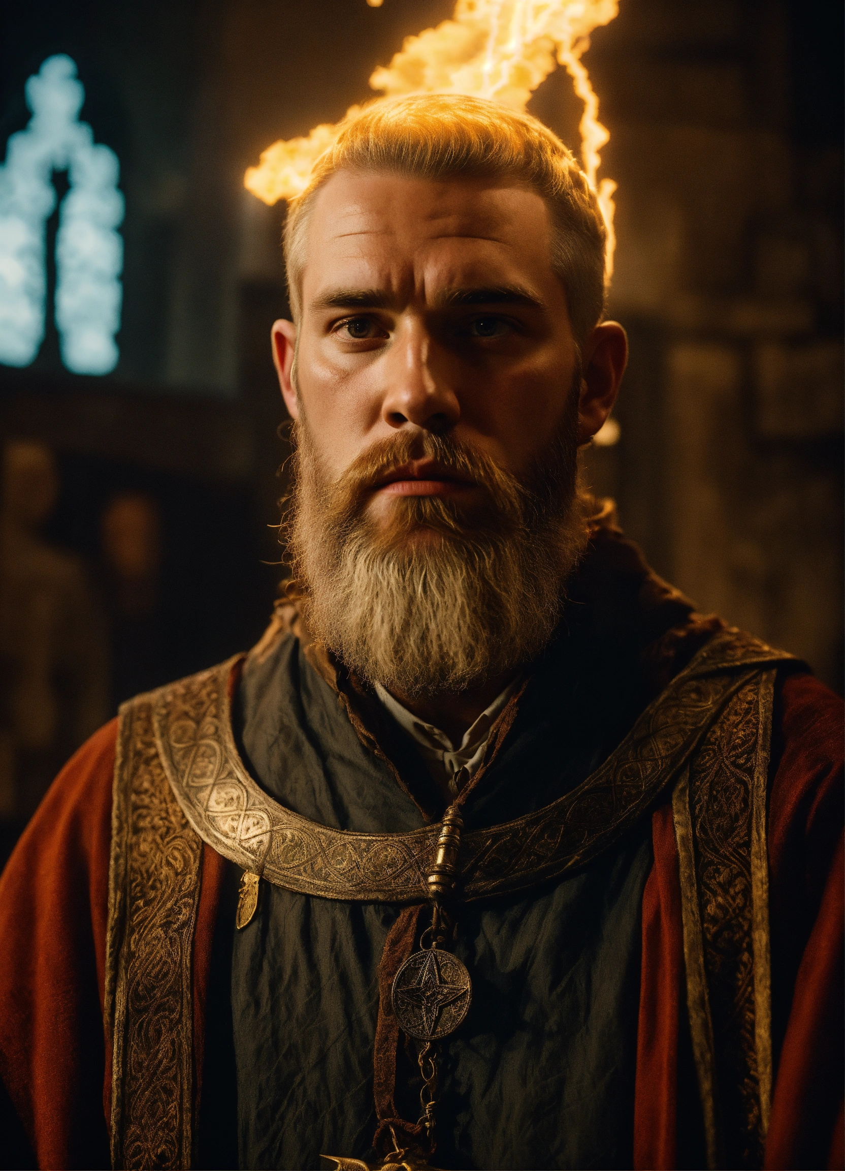 Lexica - A cinematic portrait of a young medieval wizard with round ...