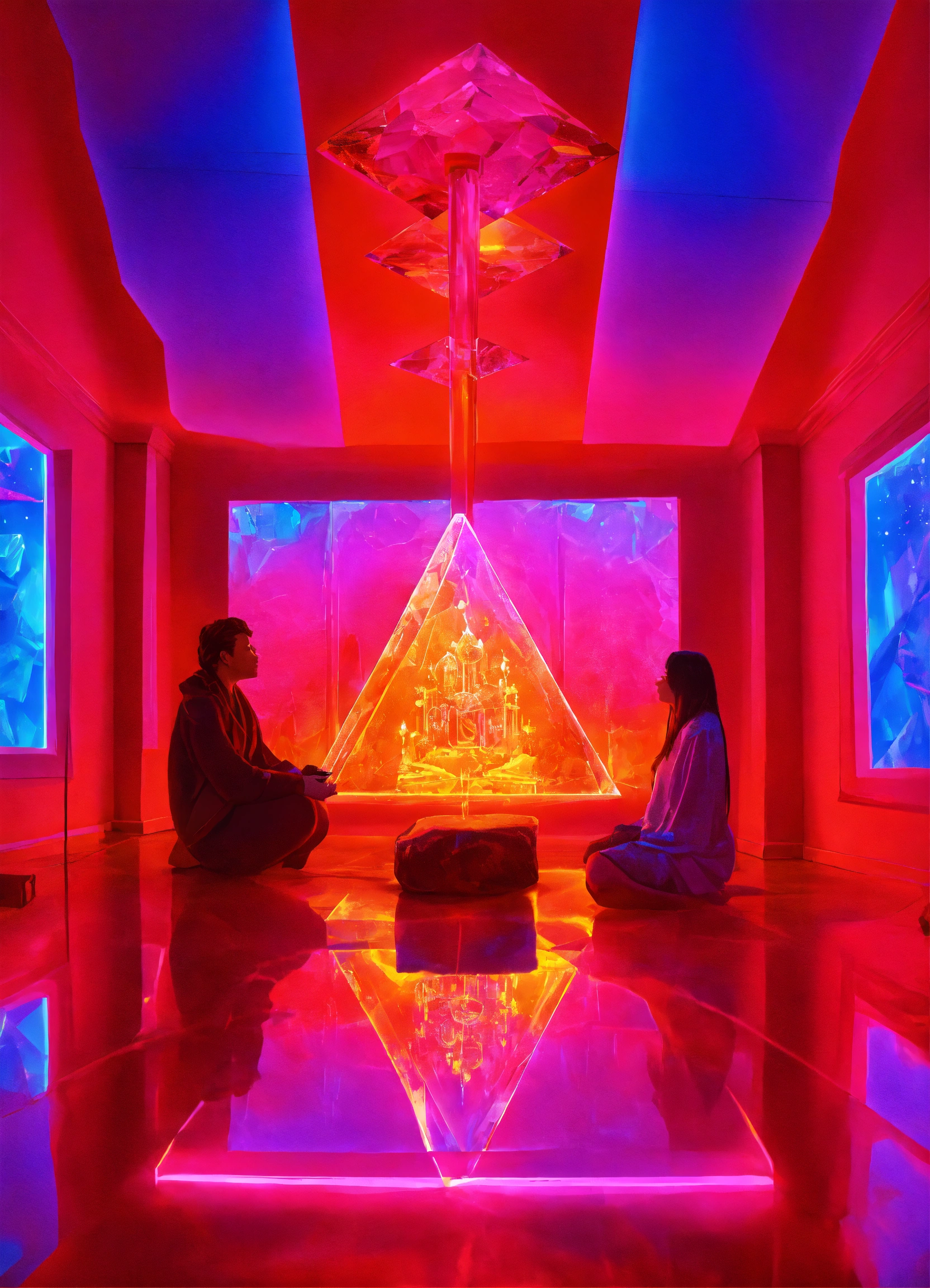 Lexica - Photorealistic A crystal couple meditating deeply in crystal ...