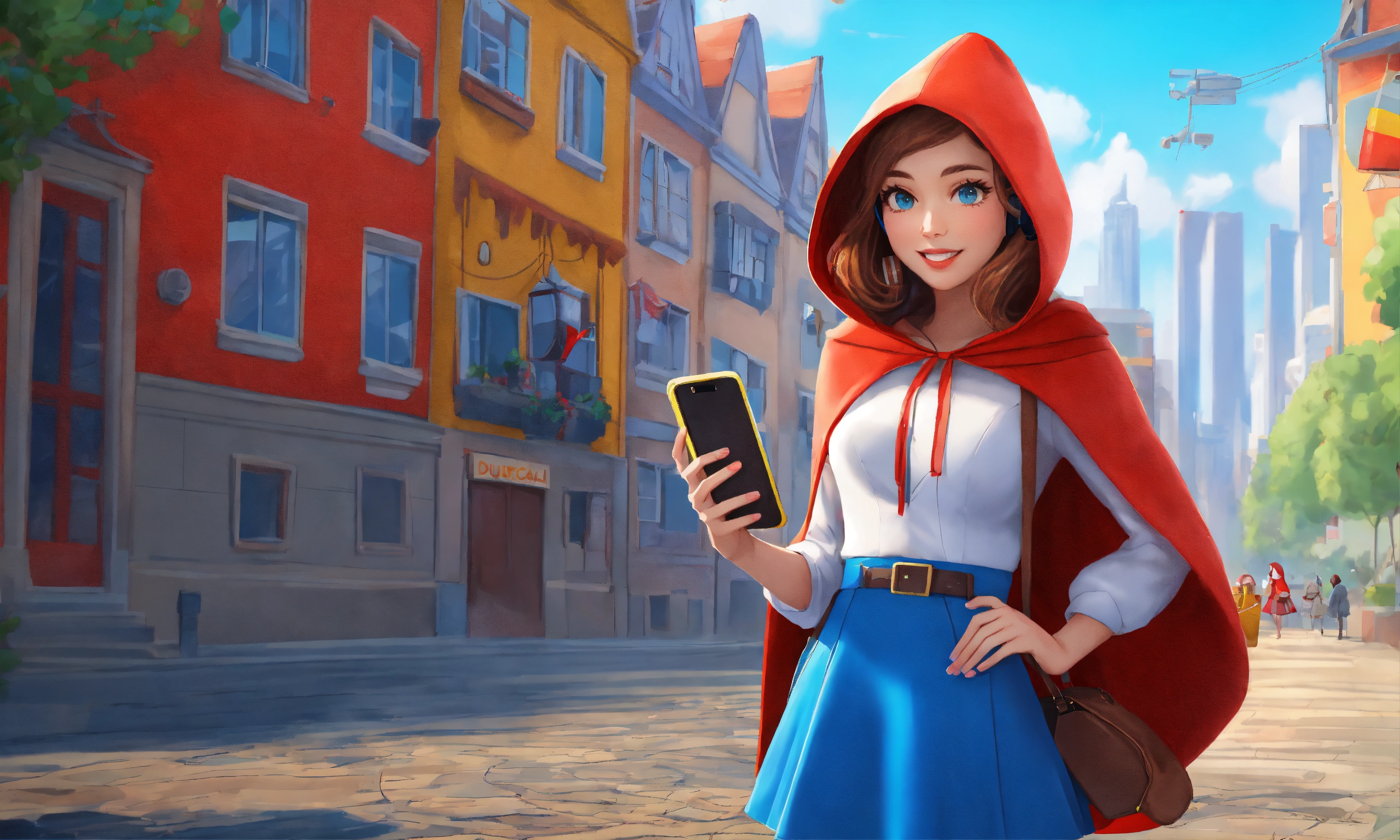 Lexica - Cartoons taking selfie, modern Red Riding Hood, wearing short ...