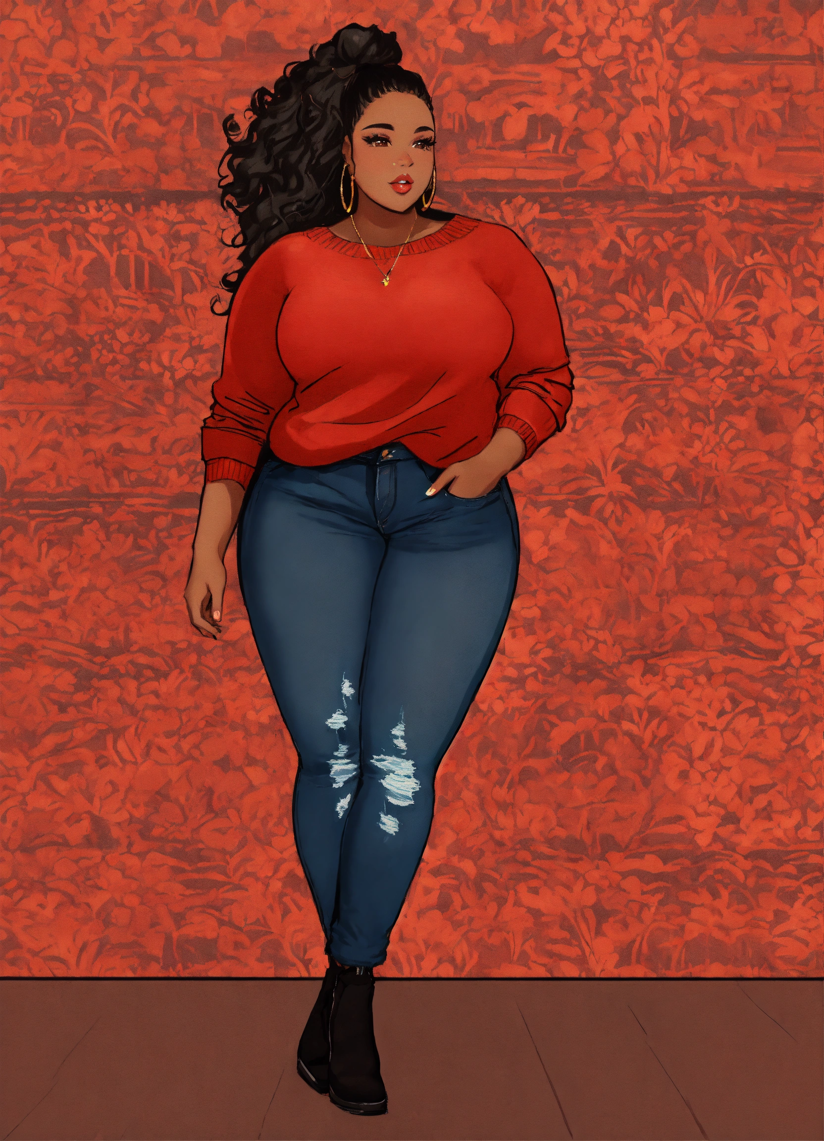 Lexica - Illustration of an exquisite full figured black woman with ...