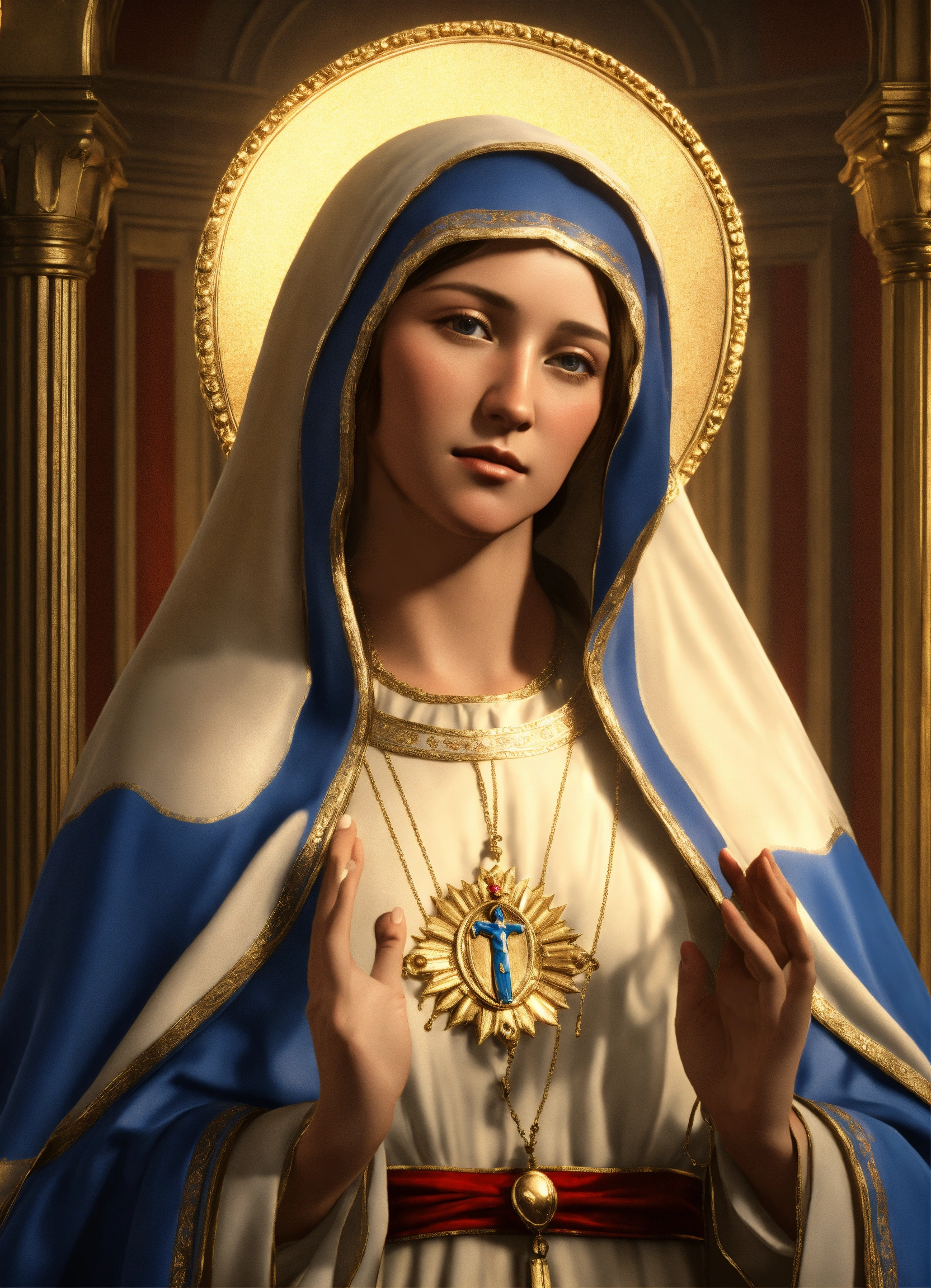 Lexica - A realistic traditional Catholic Portrait of Virgin Mary using ...