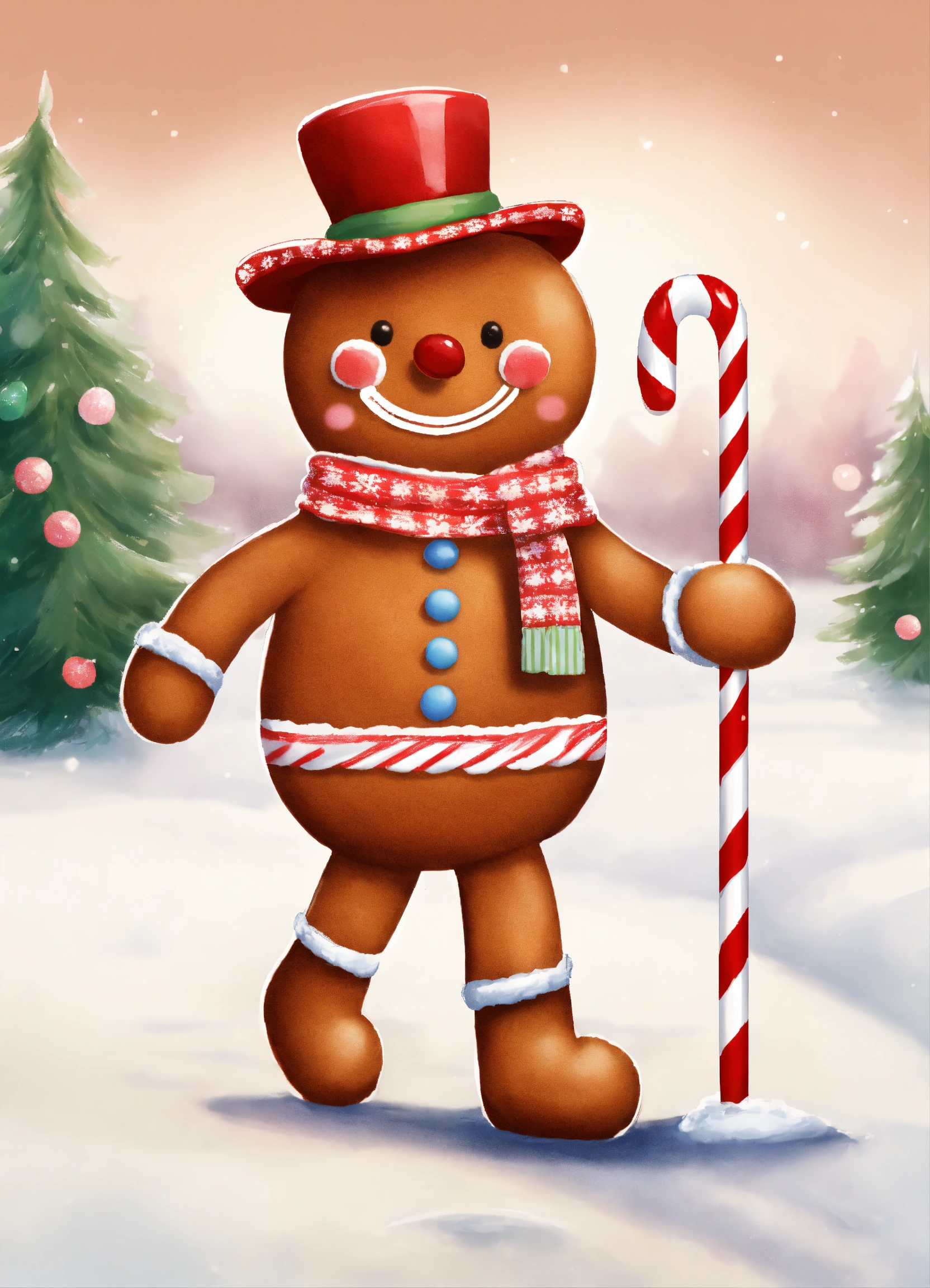 Lexica - Illustration drawning of a super cute gingerbread man wearing ...