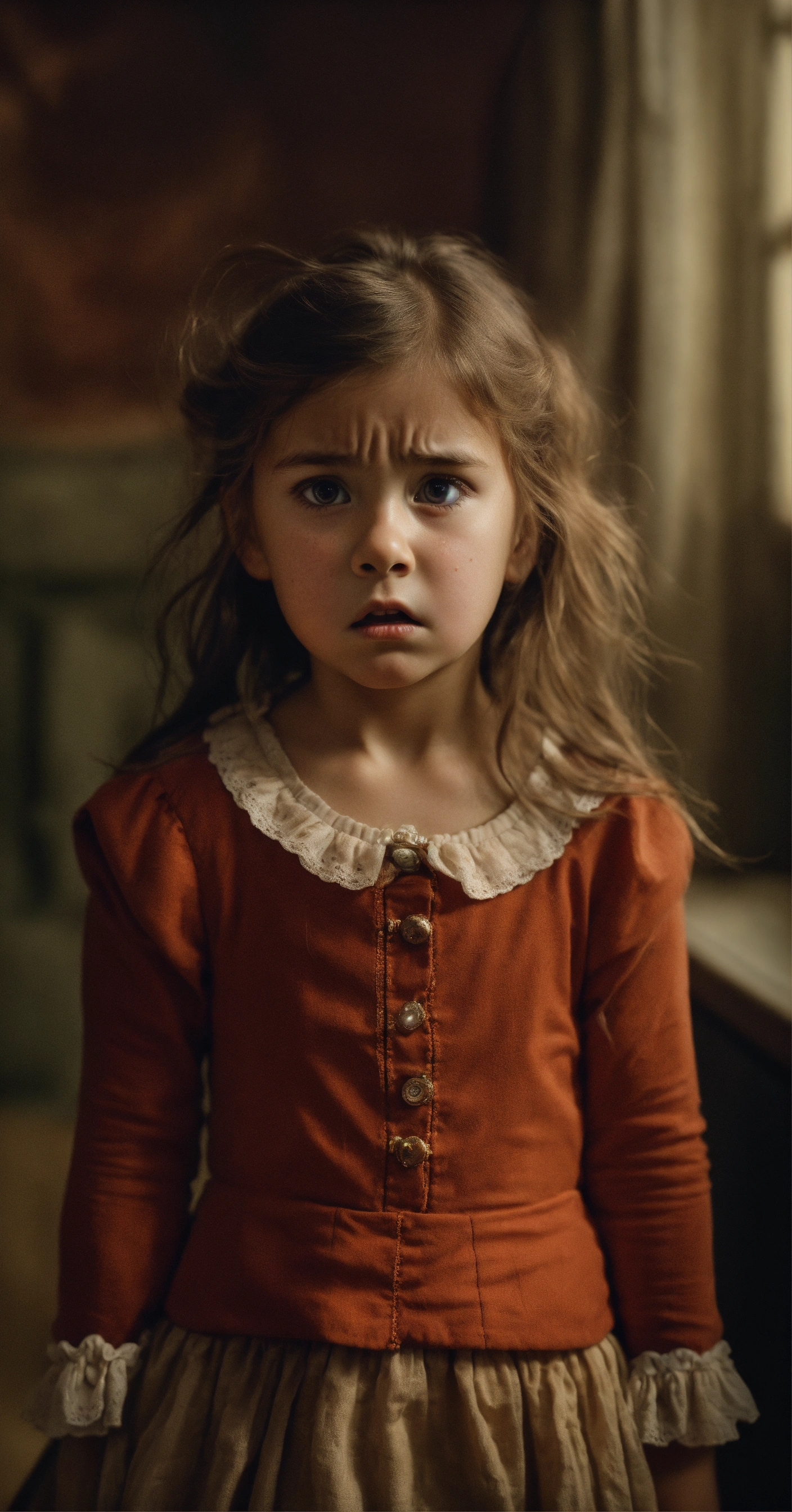 Lexica - A terrified little girl with a pleading gaze, little girl ...