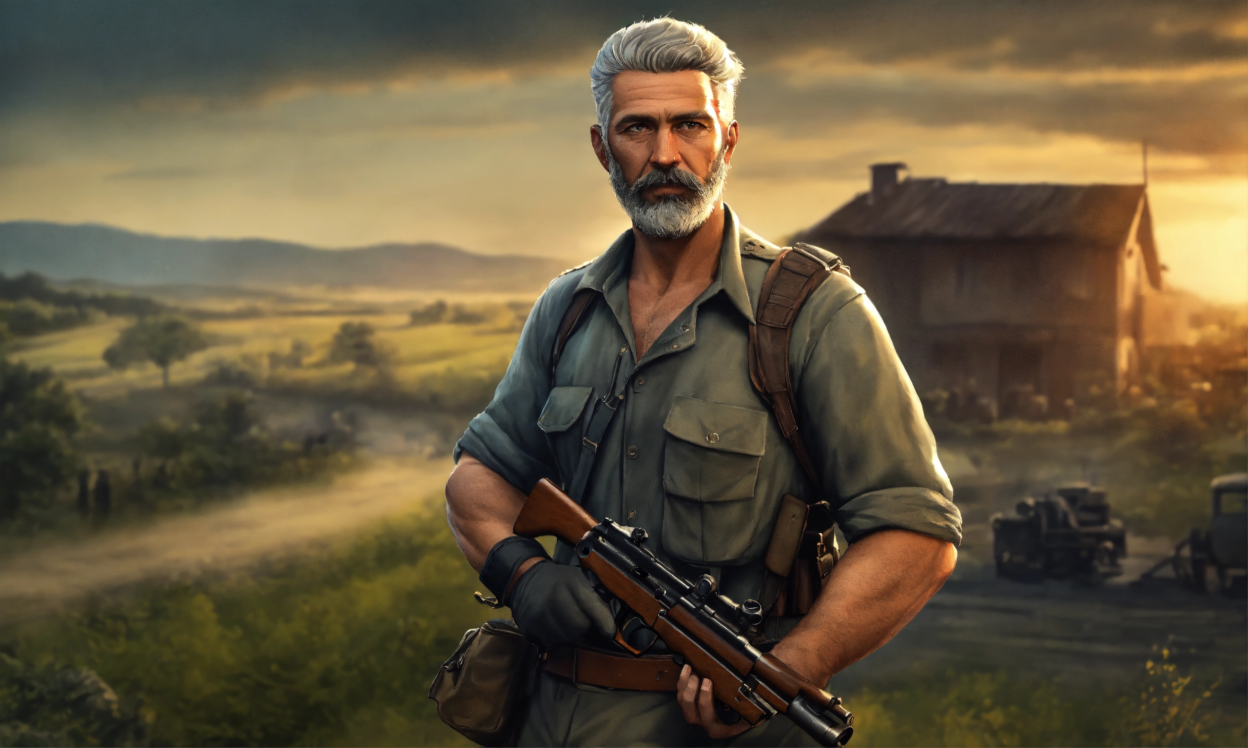 Lexica - 1940s german mercenary with a plain t shirt and cargo pants in ...