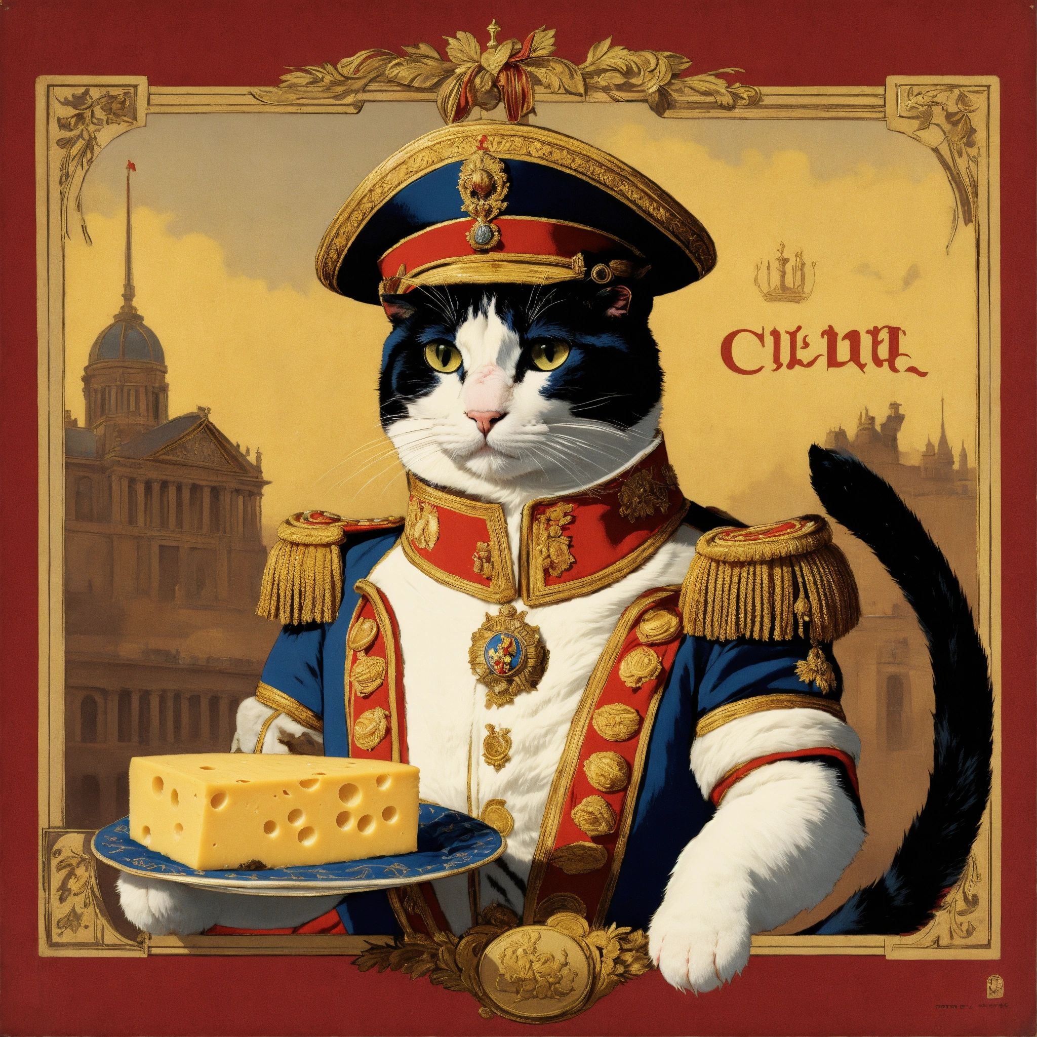 Lexica - A propaganda poster depicting a cat dressed as french emperor ...