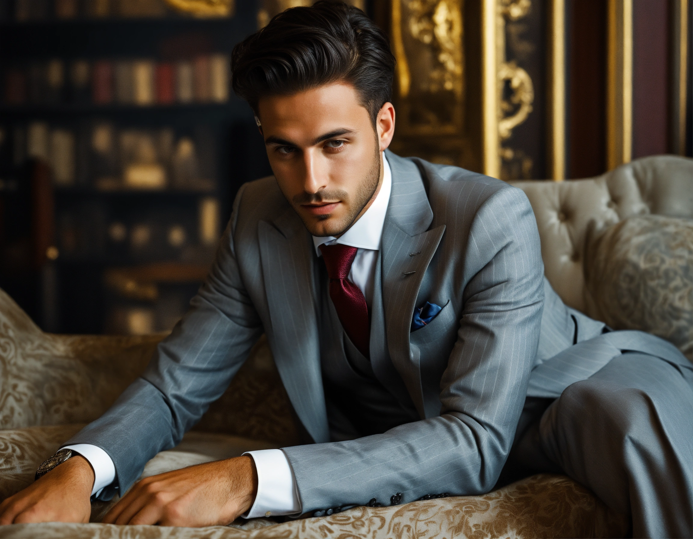 Lexica - A young Italian businessman in light grey pinstripe vested ...