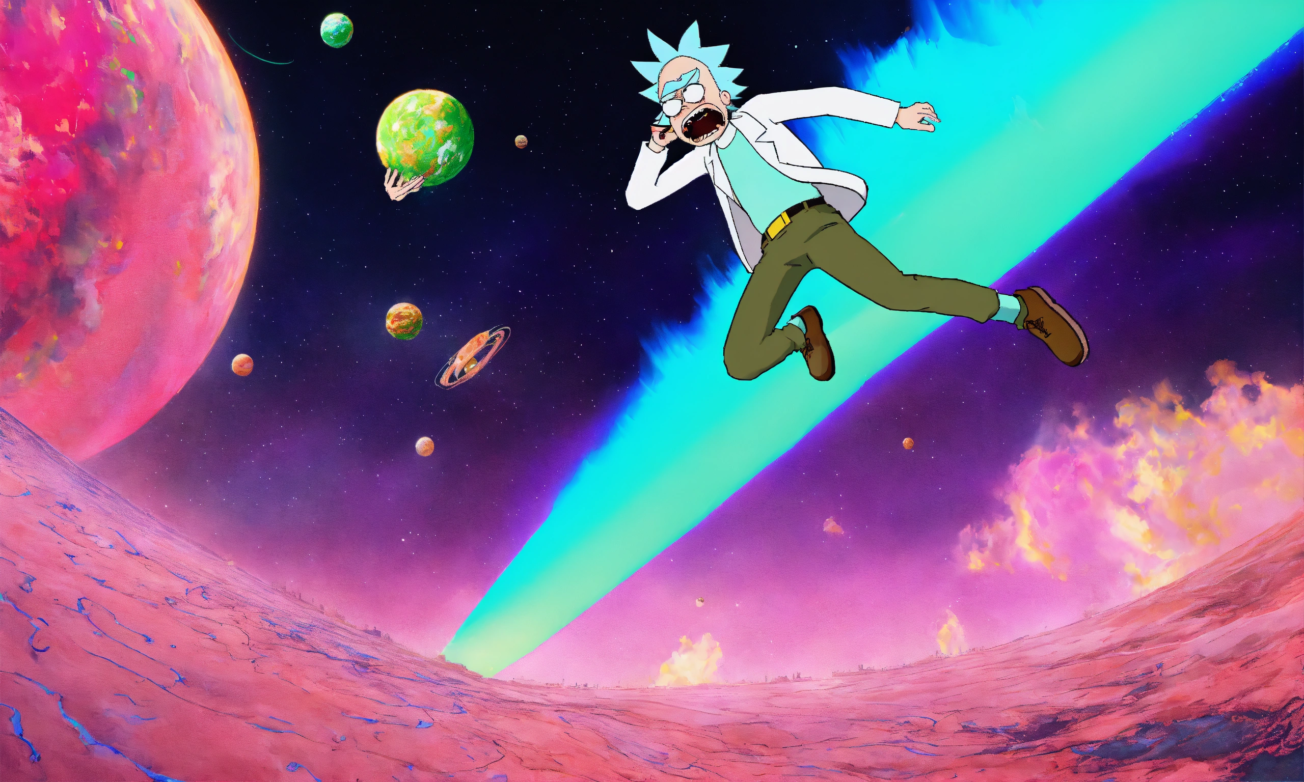 Lexica - Rick Sanchez from Rick & Morty falling in outer space, across ...