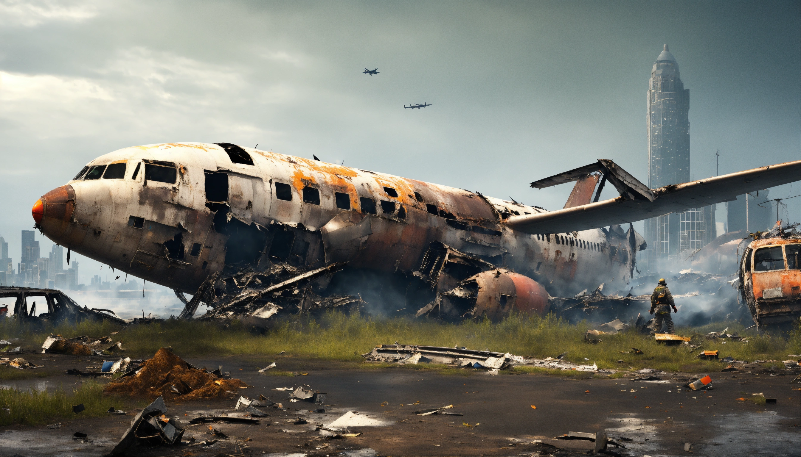 Lexica - Post apocalypse crashed passenger plane in city