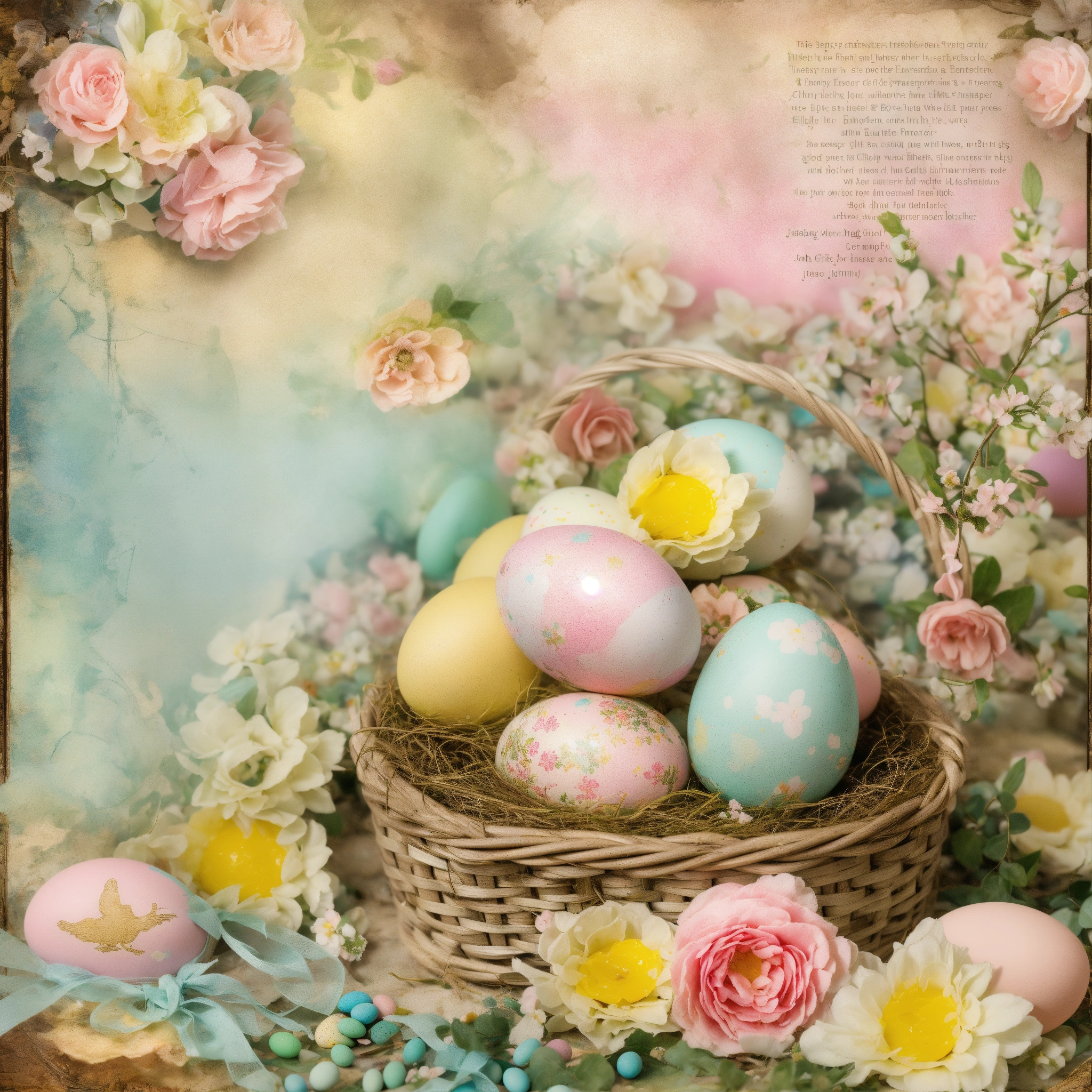Lexica - Shabby chic dreamy mist pastel junk journals Easter eggs chick ...