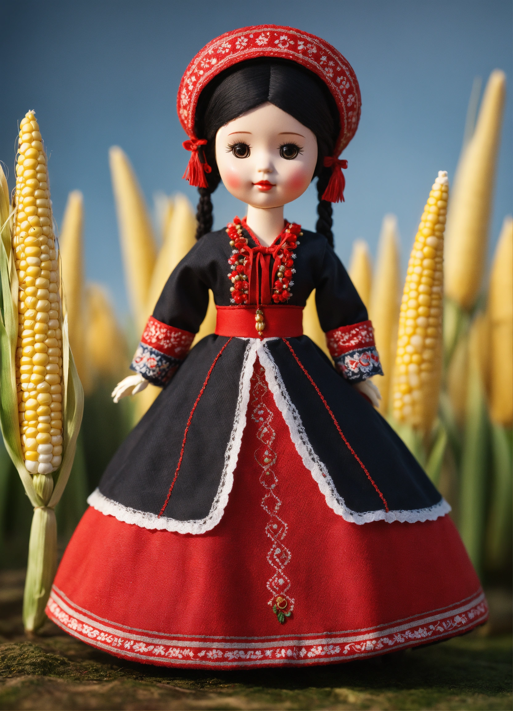 Lexica - A cute 3D model corn husk doll character wearing traditional ...