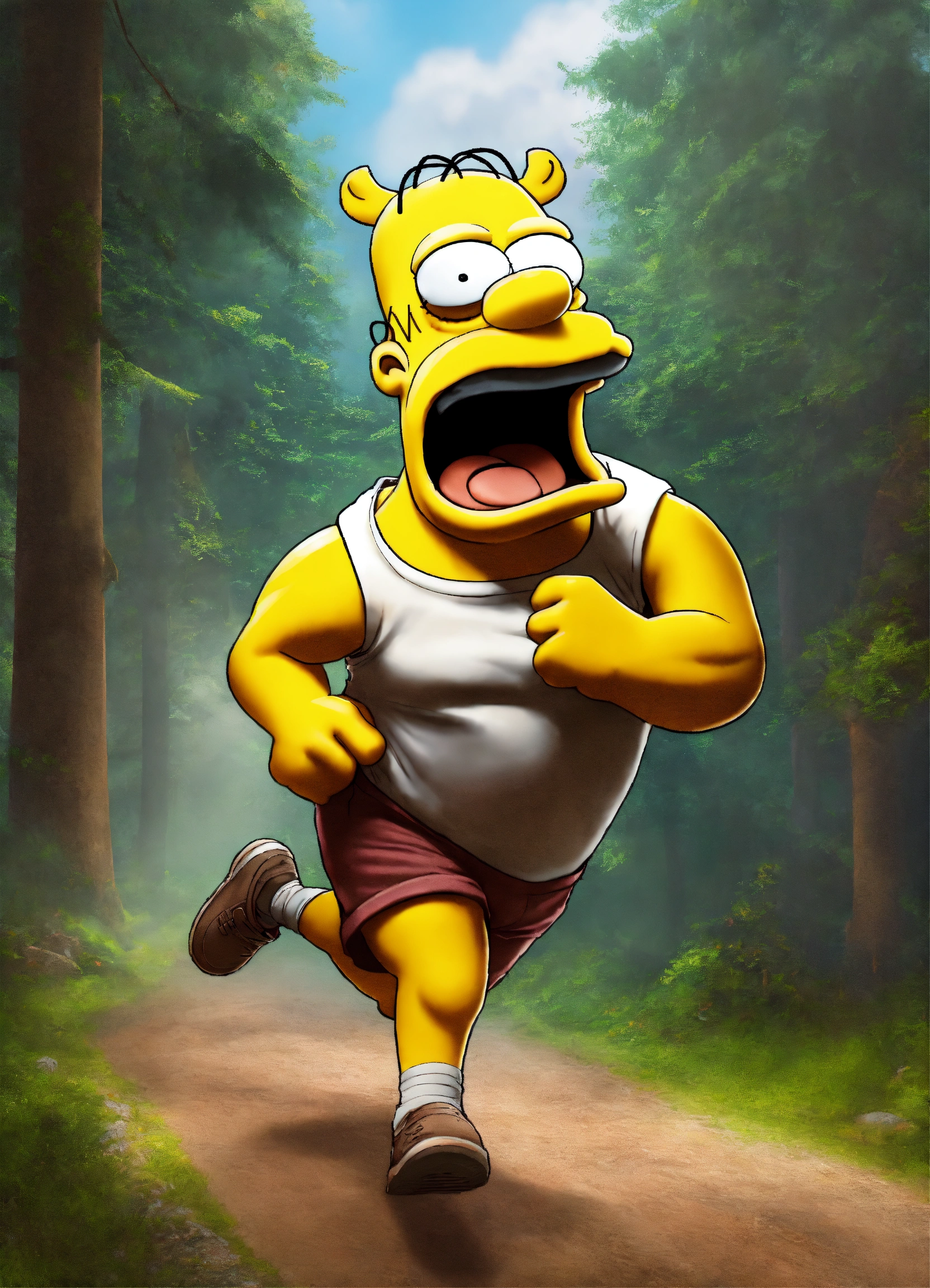 Lexica - Humoristic Homer Simpson mixed wild boar running, amazing high ...