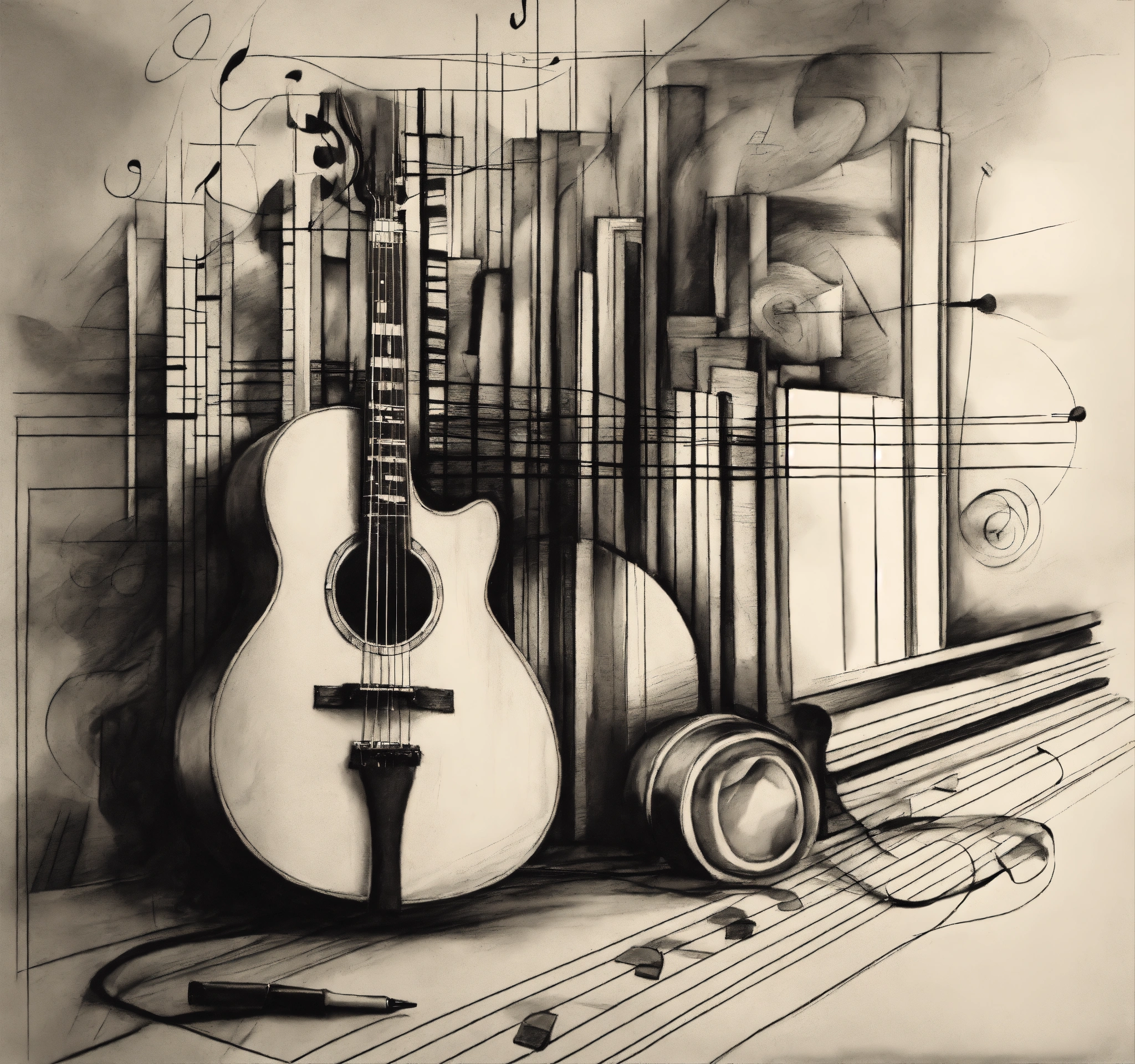 Lexica - Create a pencil sketch art composition with an abstract ...
