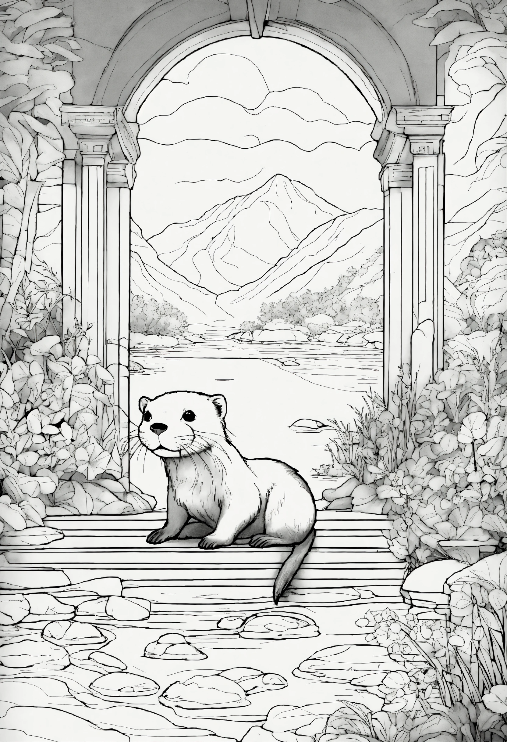 Lexica - Coloring pages, all solid ink lines, minimalistic, whimsical ...