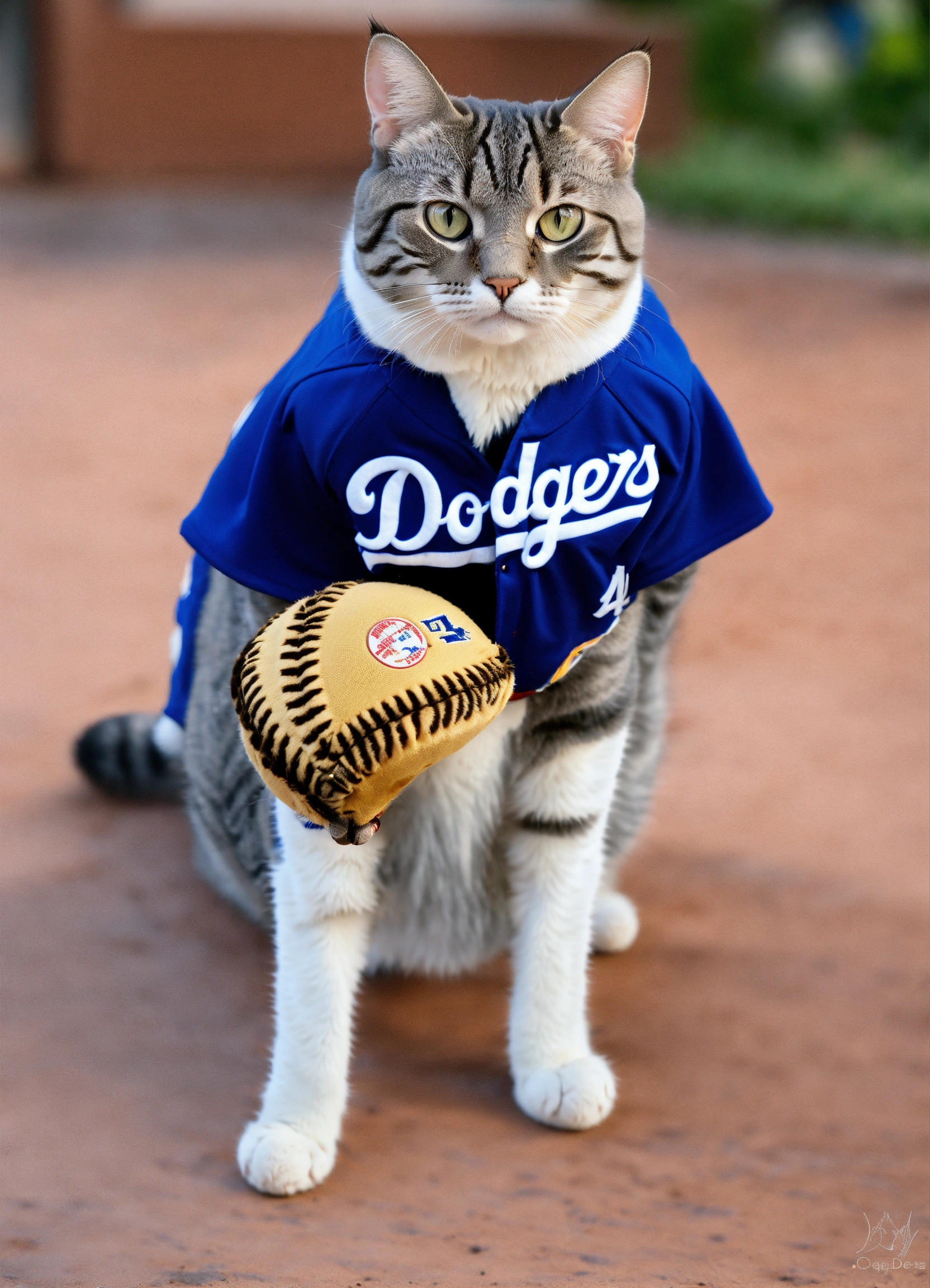 Lexica - Heathcliff the cat in a dodgers jersey