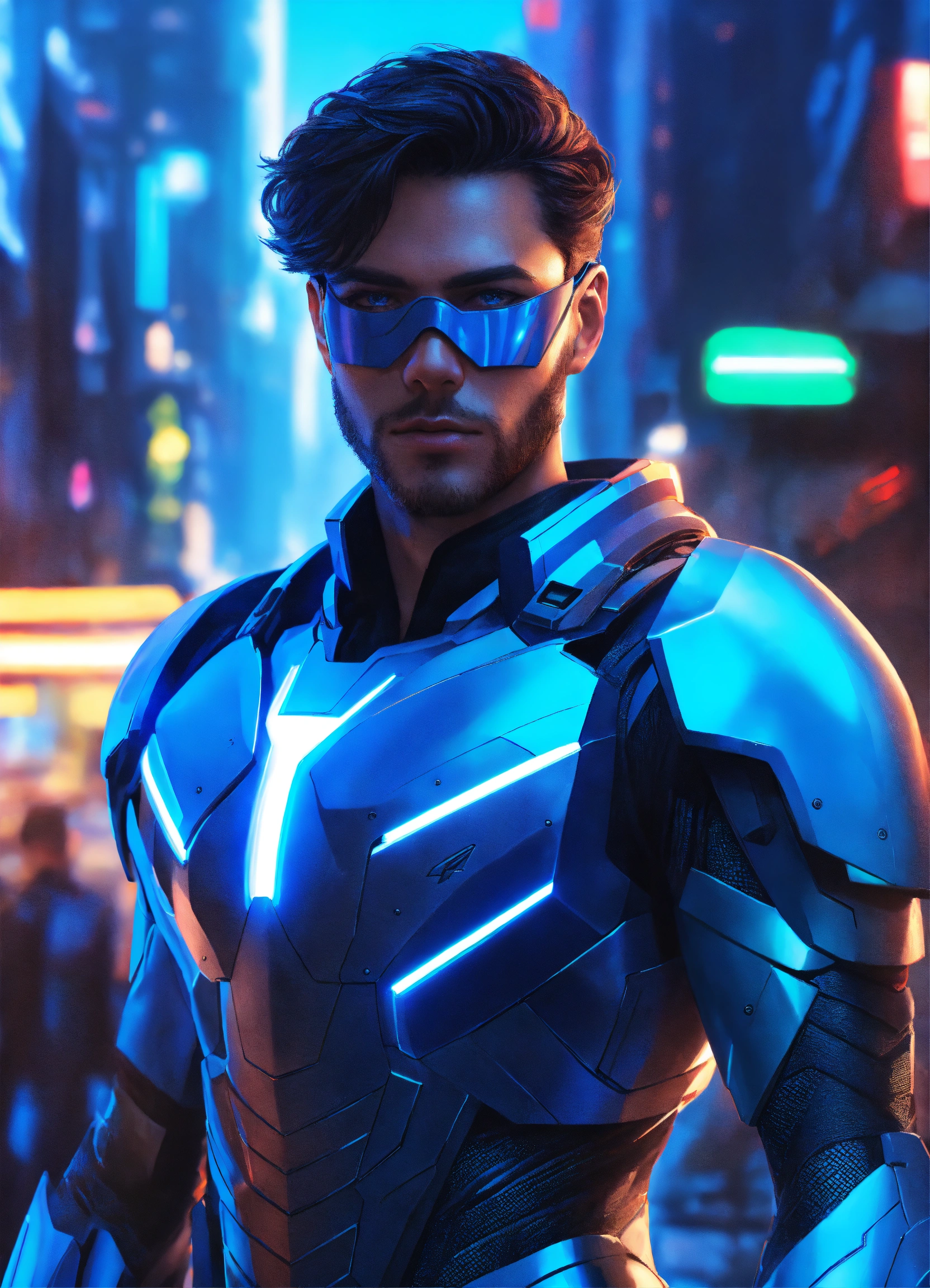 Lexica - Futuristic superhero, wearing a sleek and slim suit of armor ...