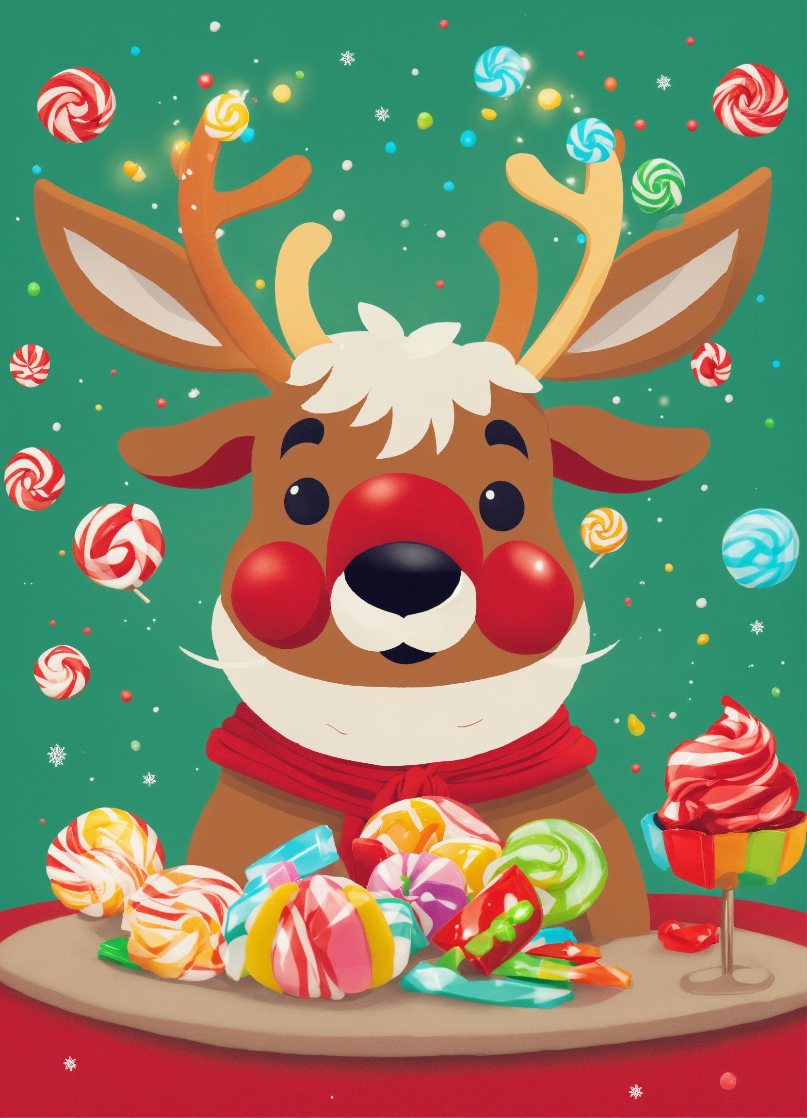 Lexica - Rudolph the Red-Nosed Reindeer eating candy together digital ...