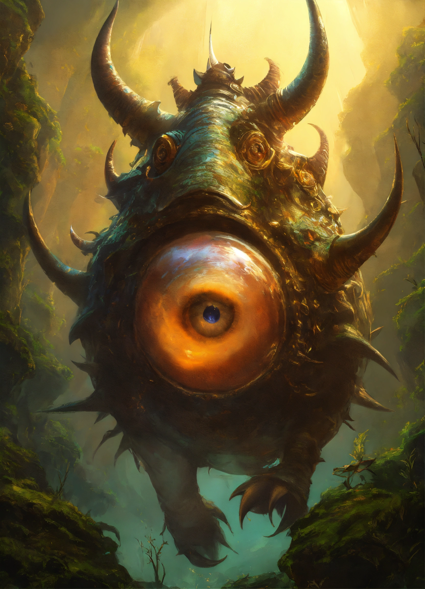 Lexica - A floating narrow beholder with one central eye over it's ...