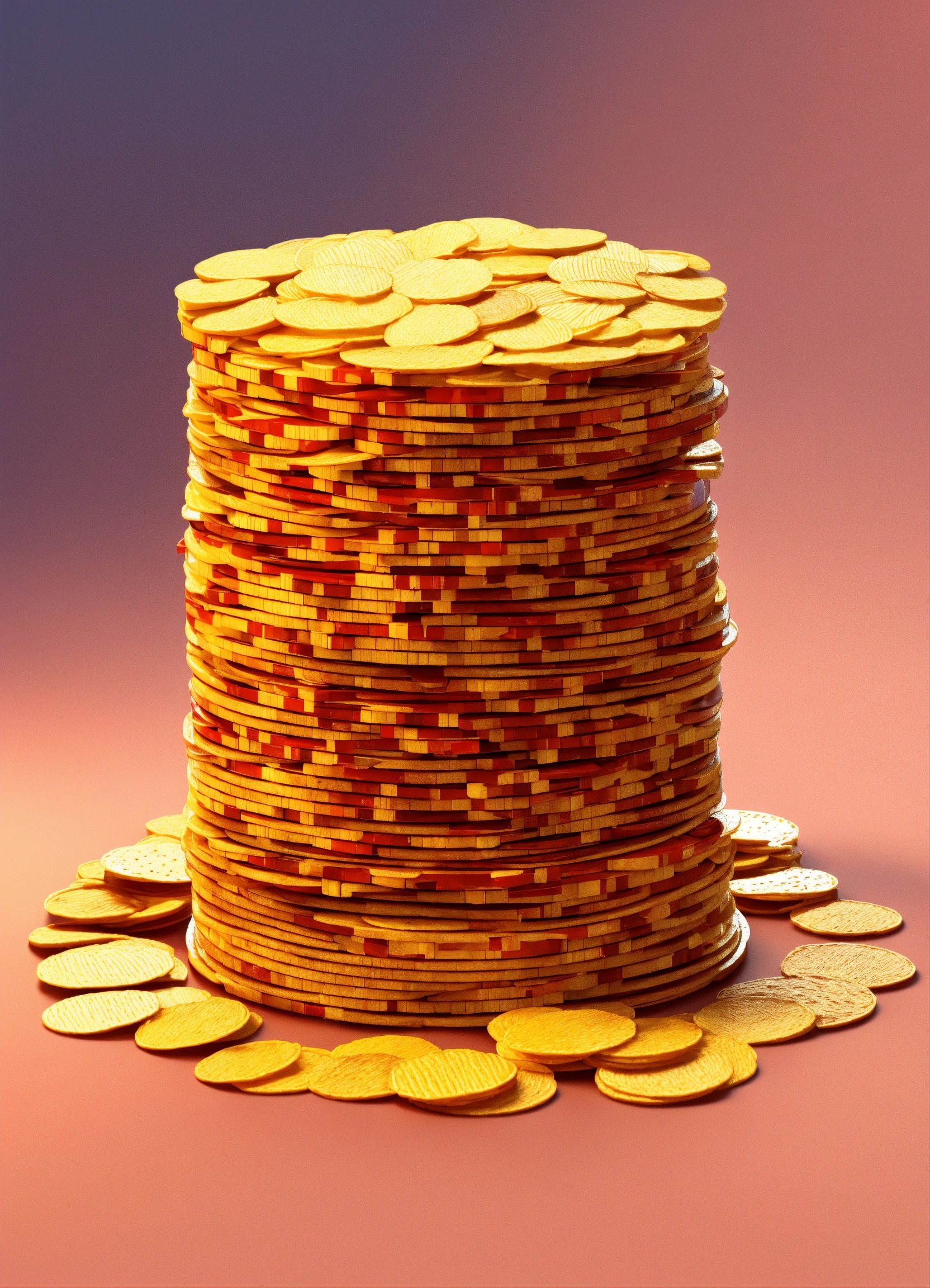 Lexica - Ai illustration, stack, chips, layer by layer, 3d