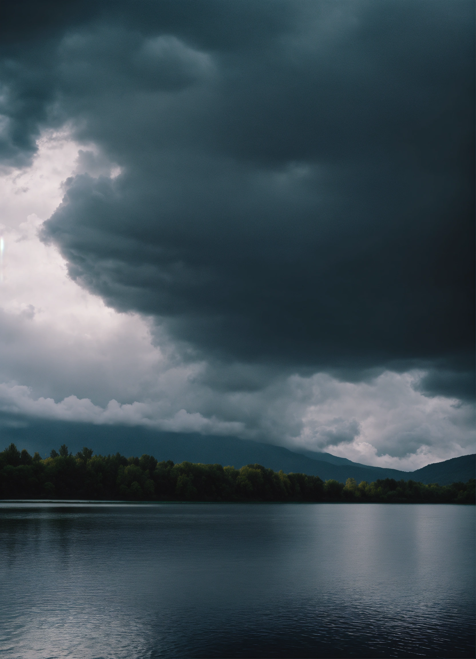 Lexica - Low storm Clouds floating over a lake, hyper realistic, 35mm ...