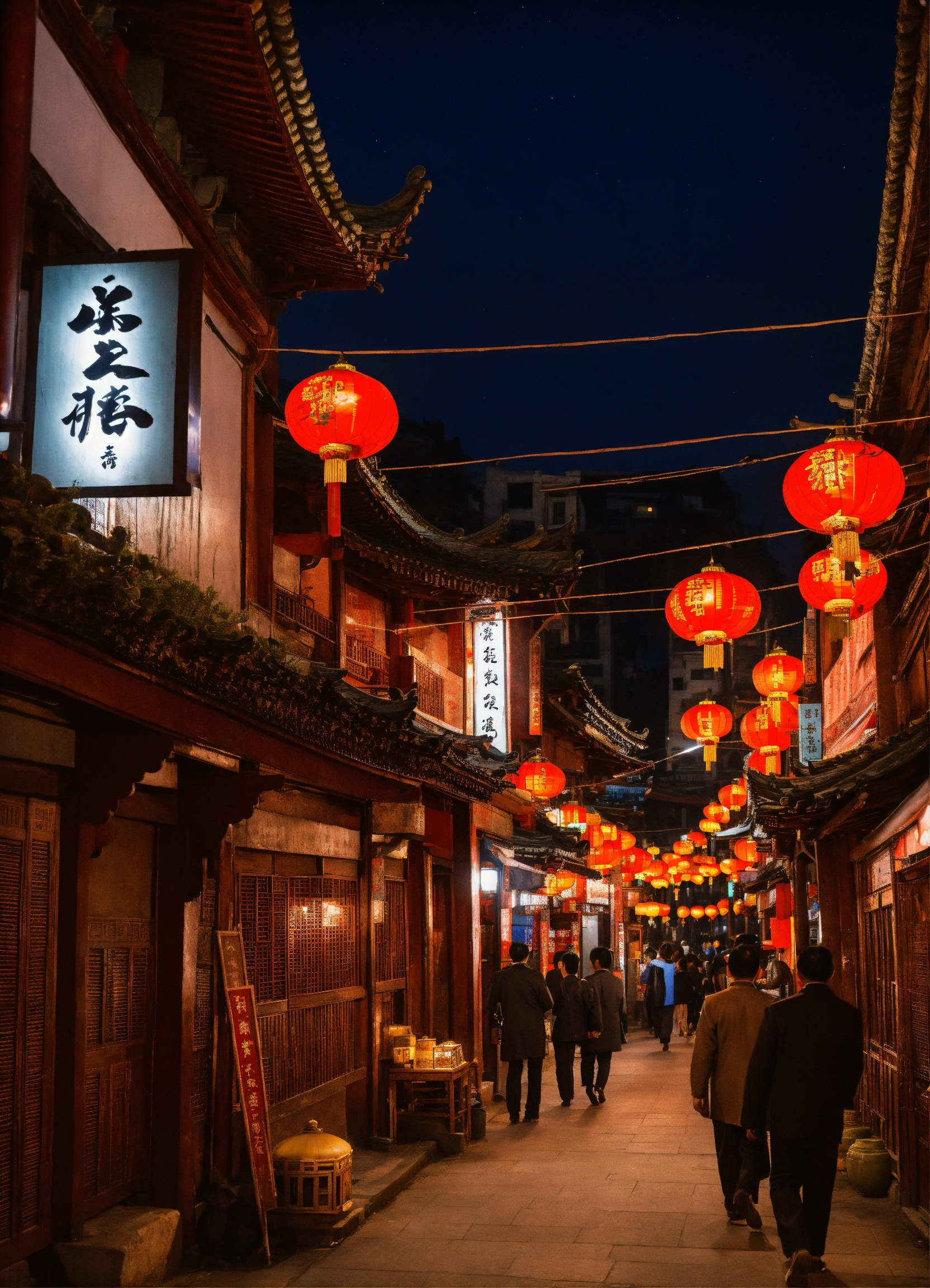 Lexica - Images of ancient Chinatown at night