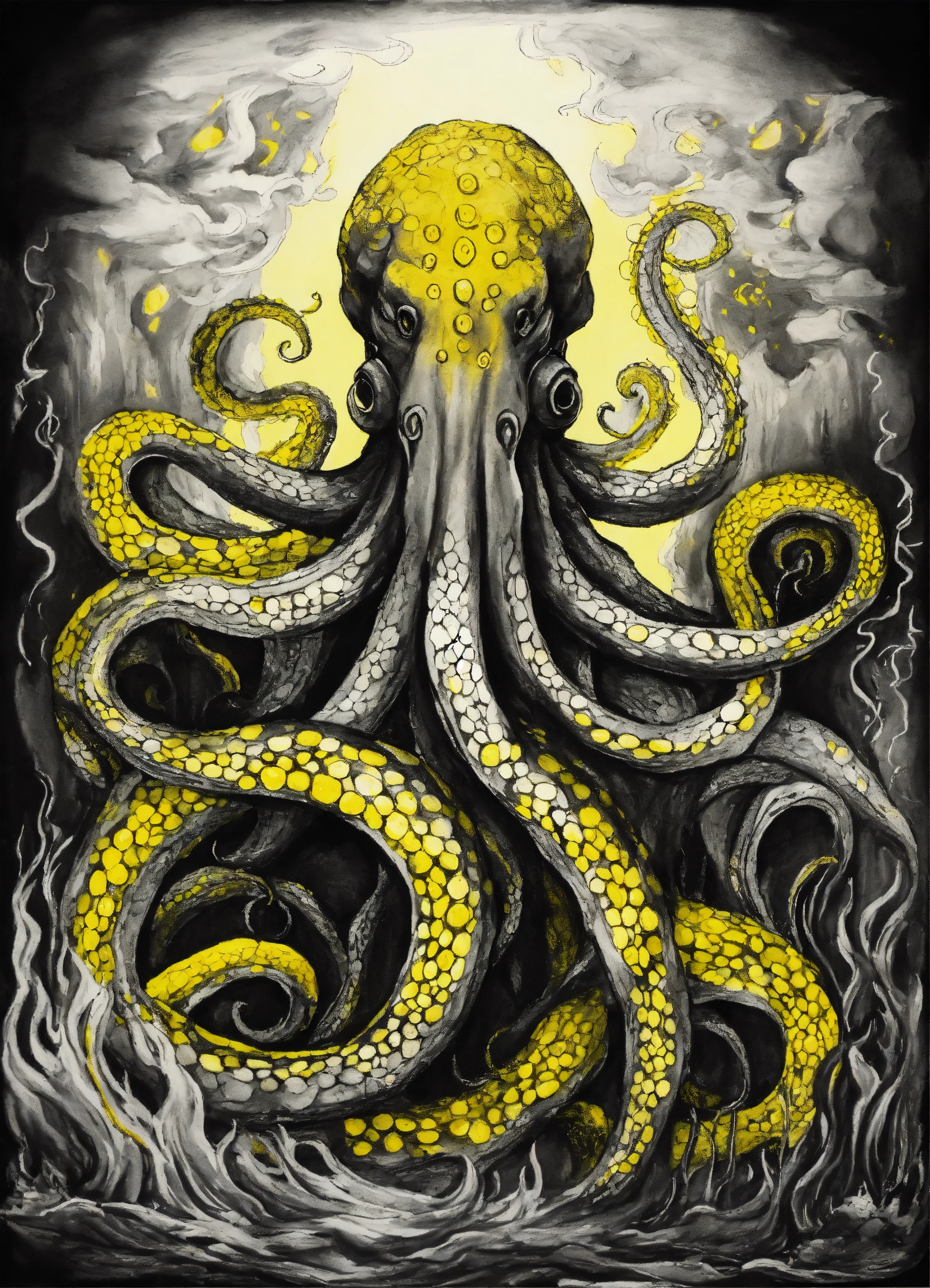 Lexica - INK DRAWING MYSTICAL and magical Kraken in black and white ...