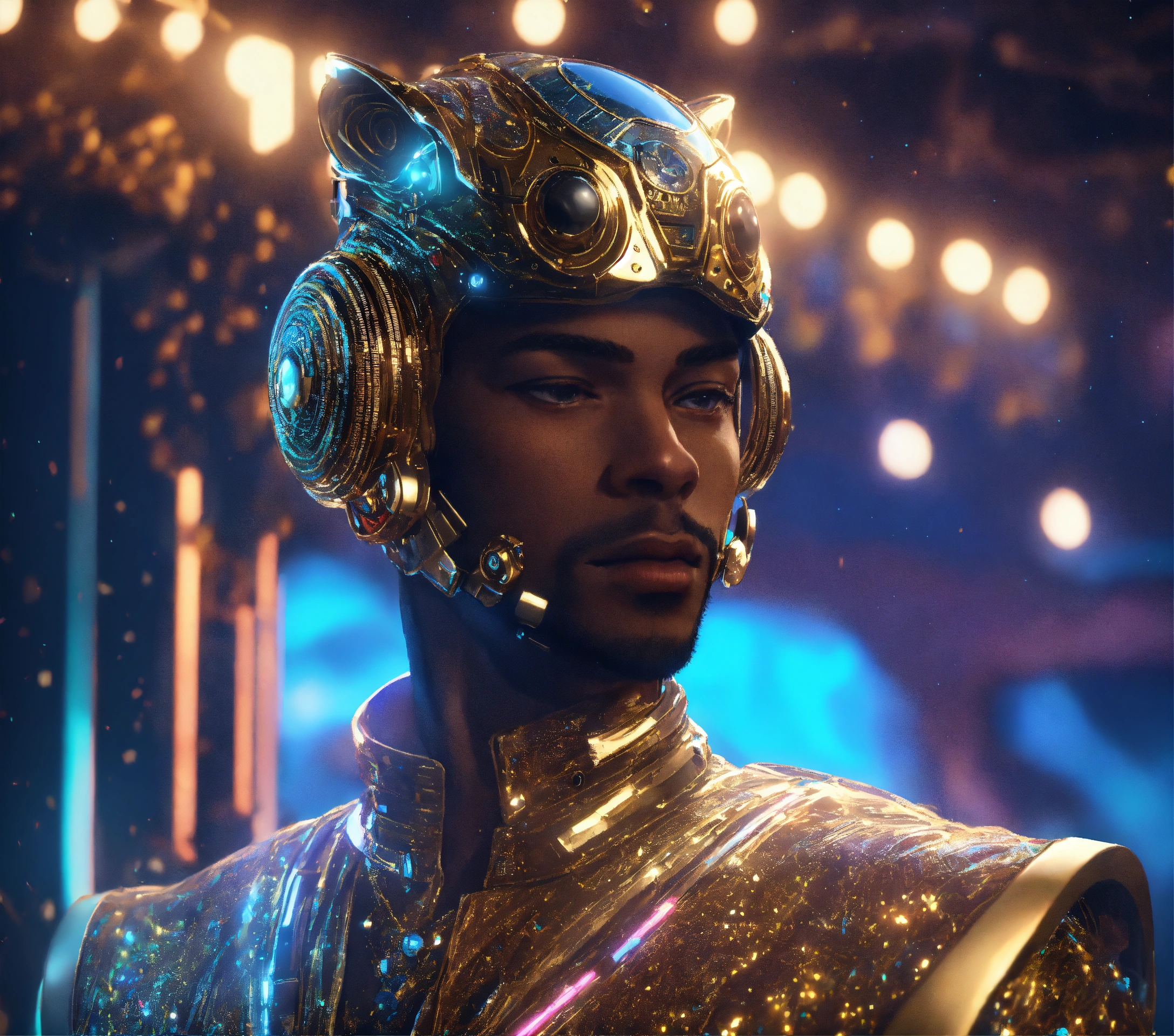 Lexica - Zoom out from a male panther faced humanoid wearing a fancy ...