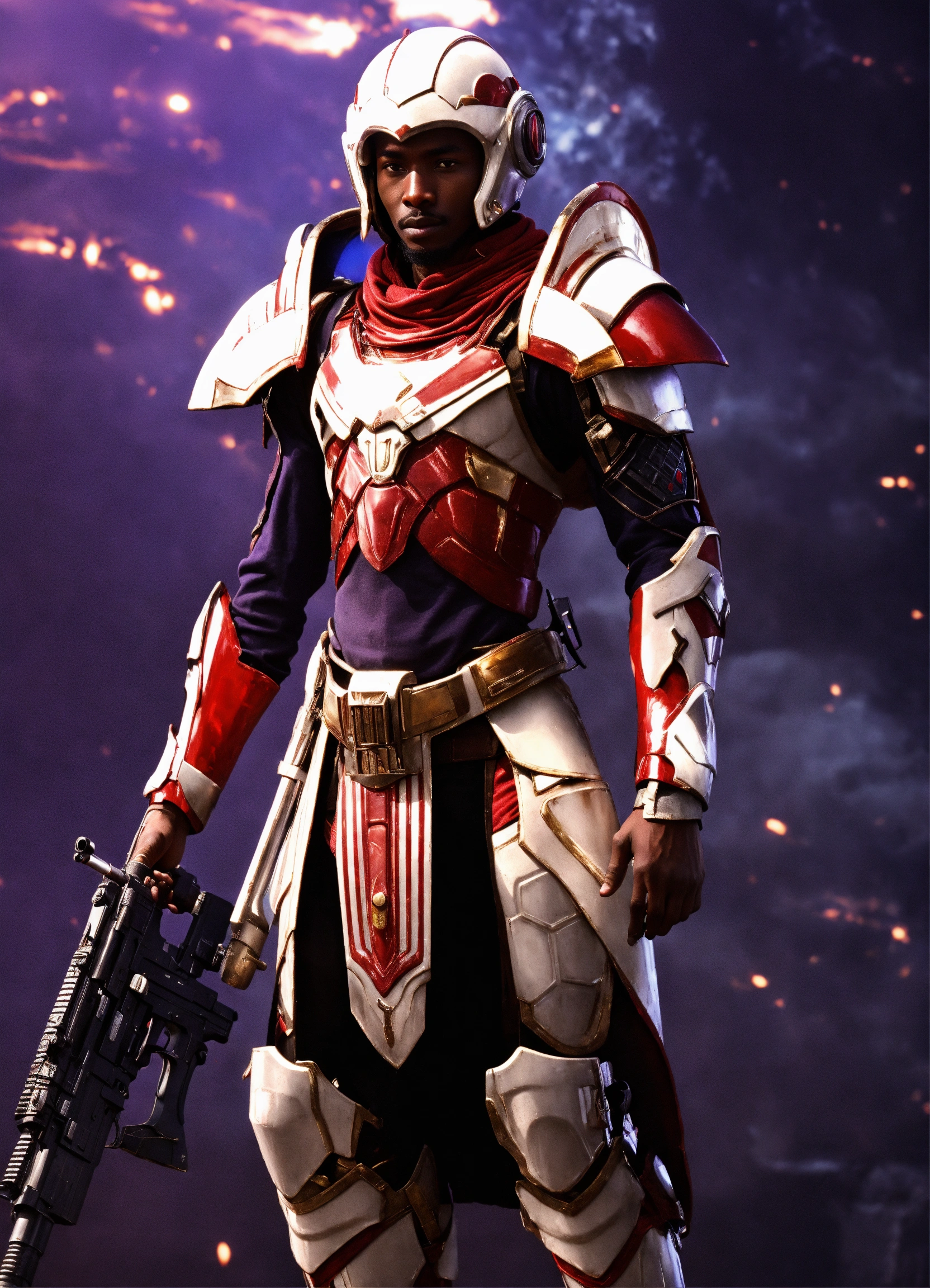 Lexica - High elf sci fi Ethiopian soldier wearing heavy sci fi armor ...