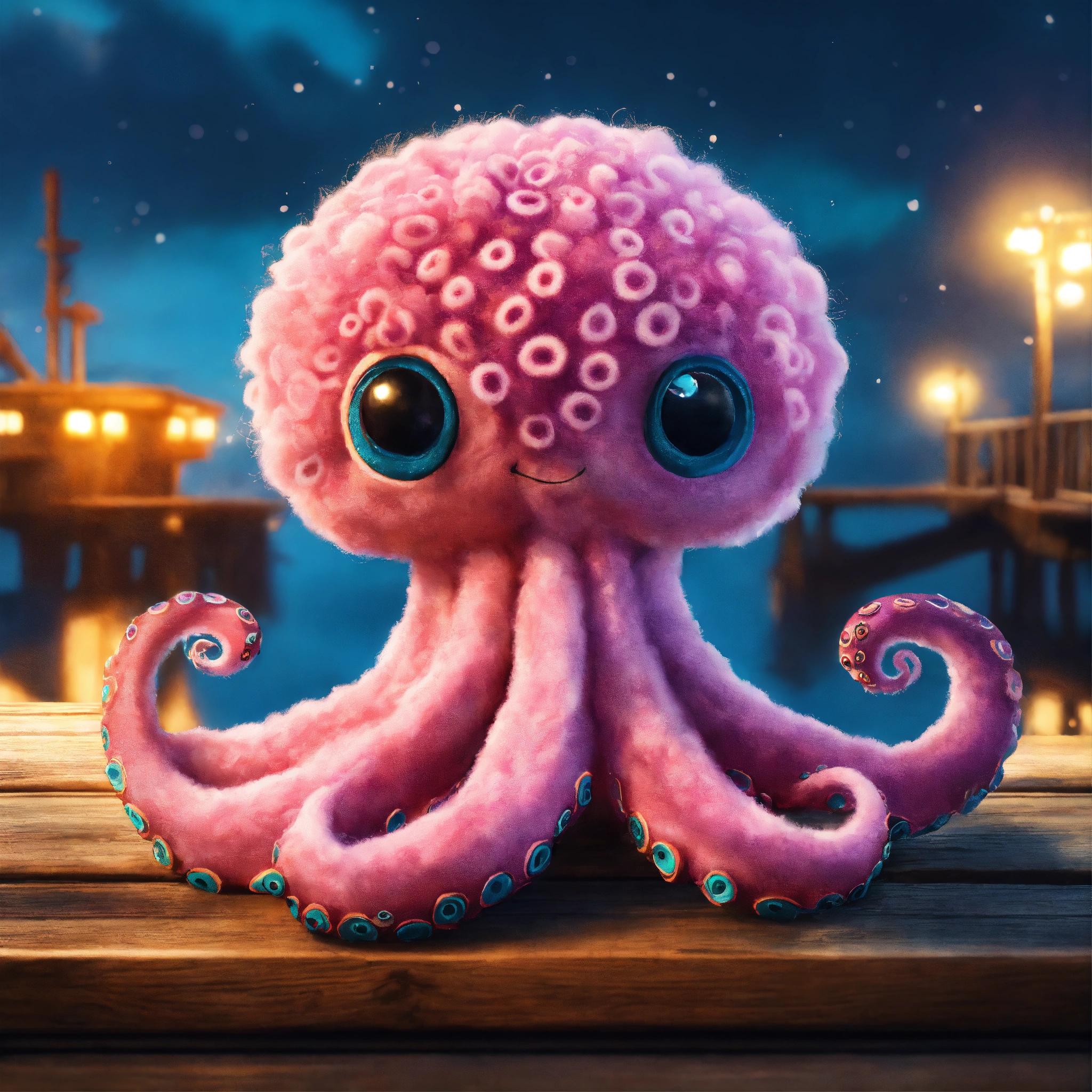 Lexica - Fluffy fairy cute octopus with long soft fur in the style of ...