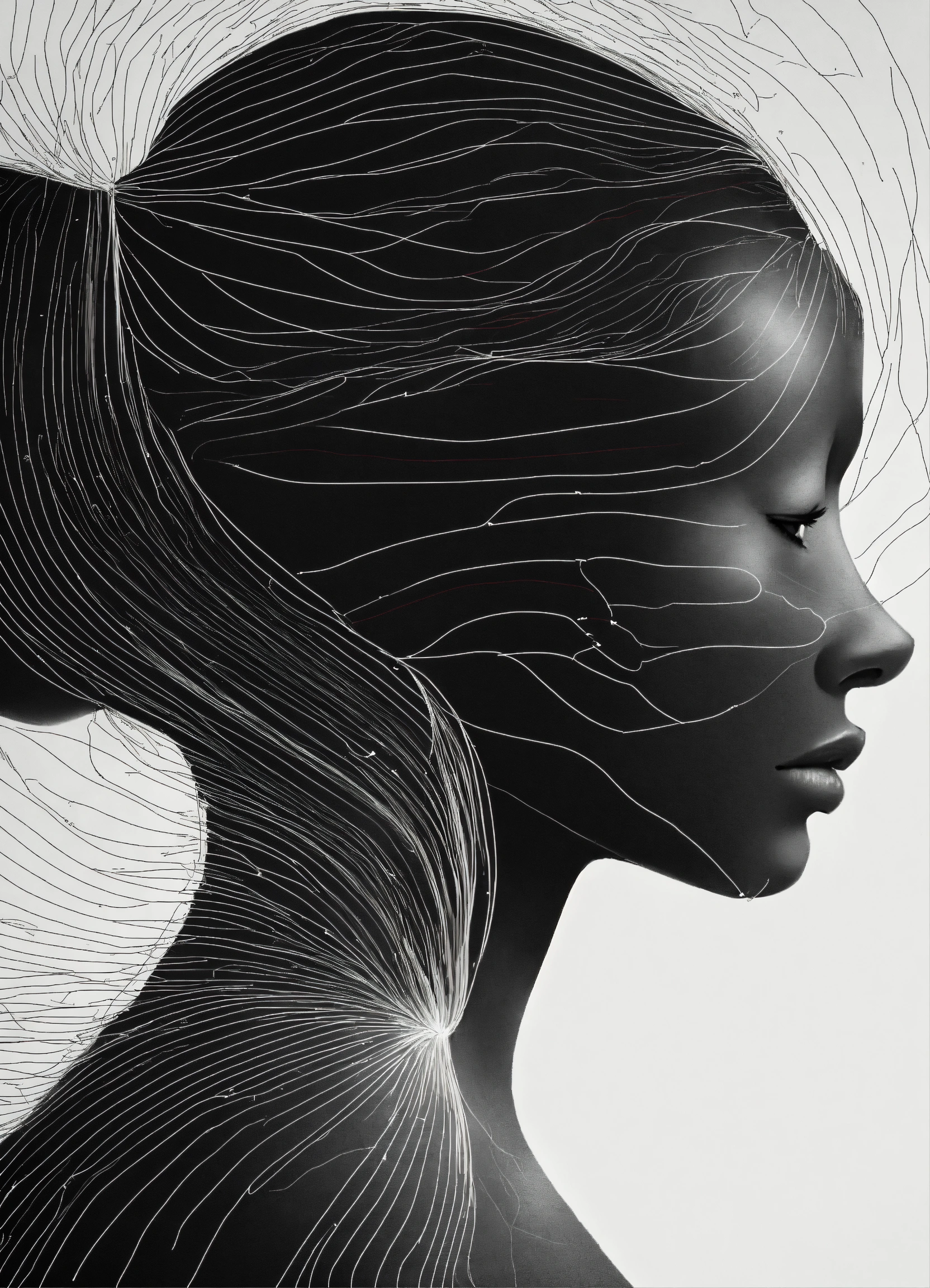 Lexica - Black, thin lines that form the outline of the right profile ...