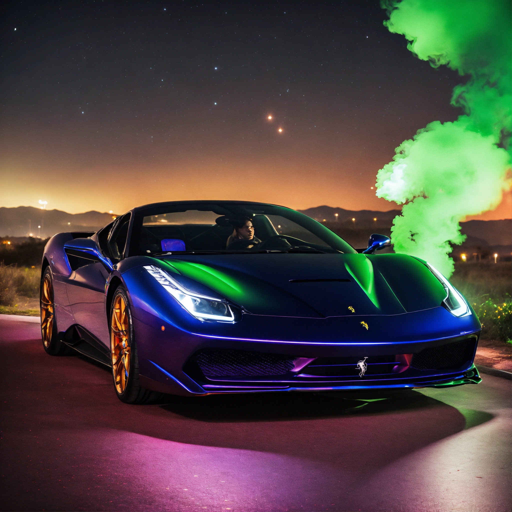 Lexica - Alien smokin blunt inside ferarri 4k