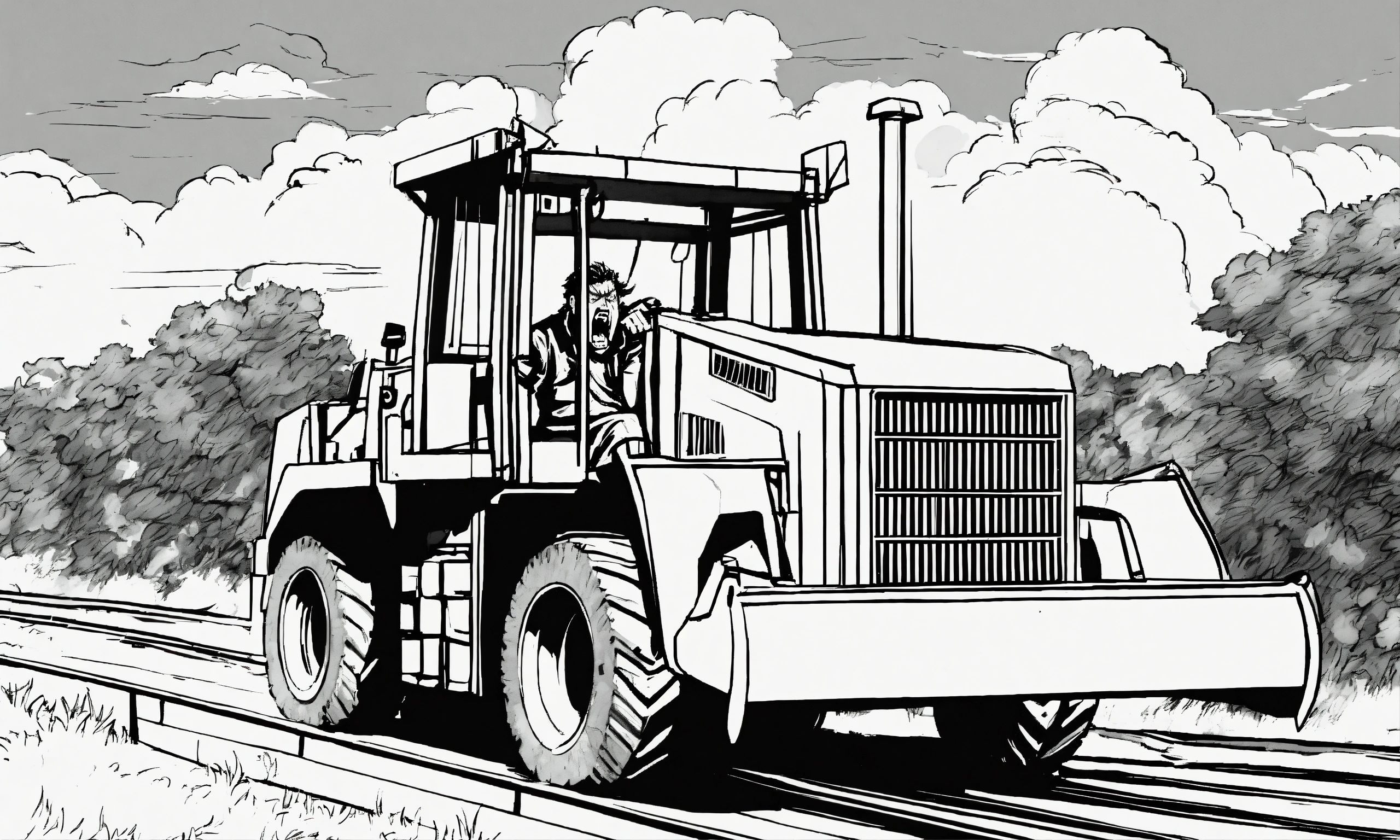 Lexica - A black and white illustration of angry 35 year old man ...