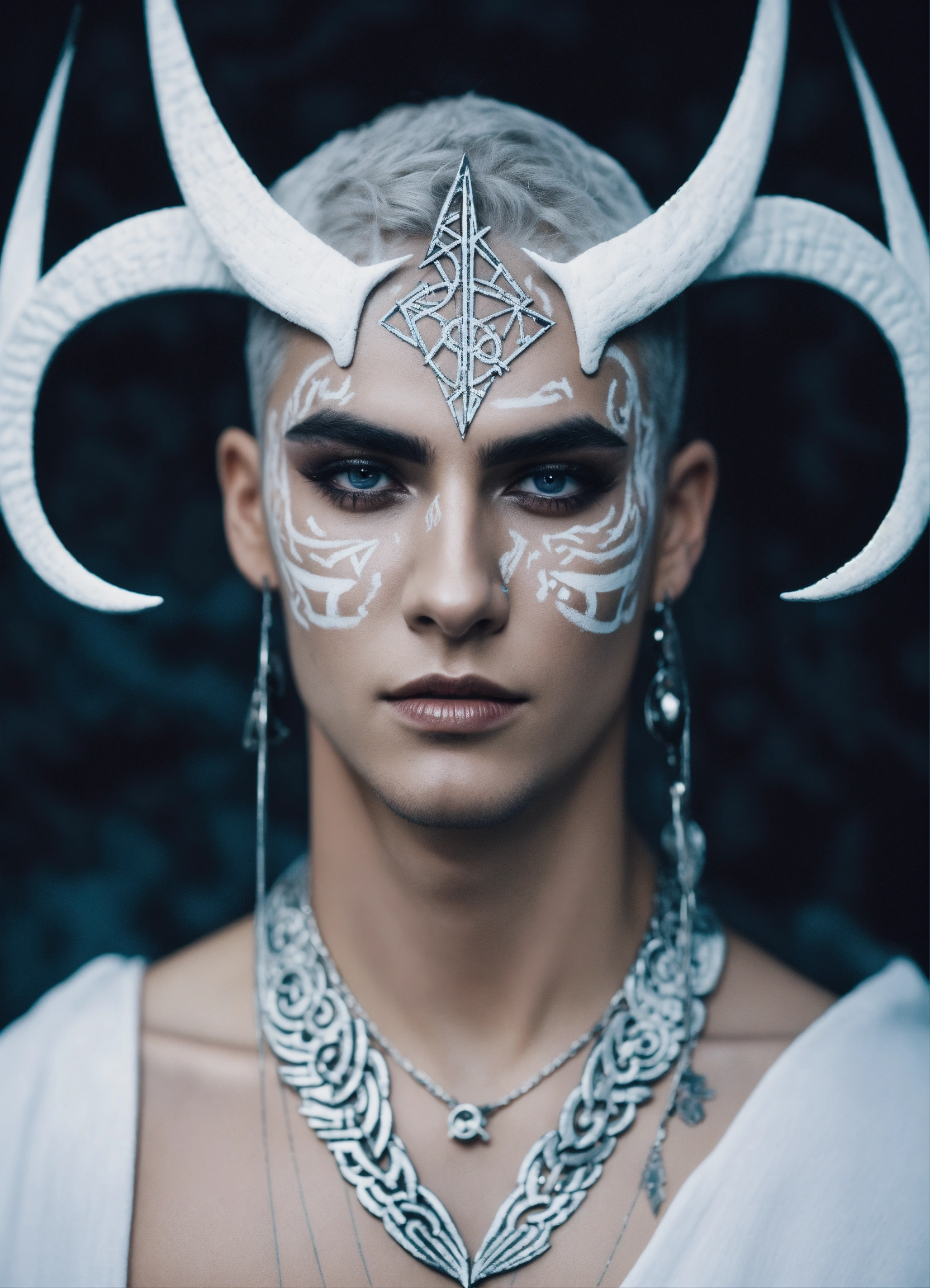 Lexica - Minimal White demonic runes makeup face male