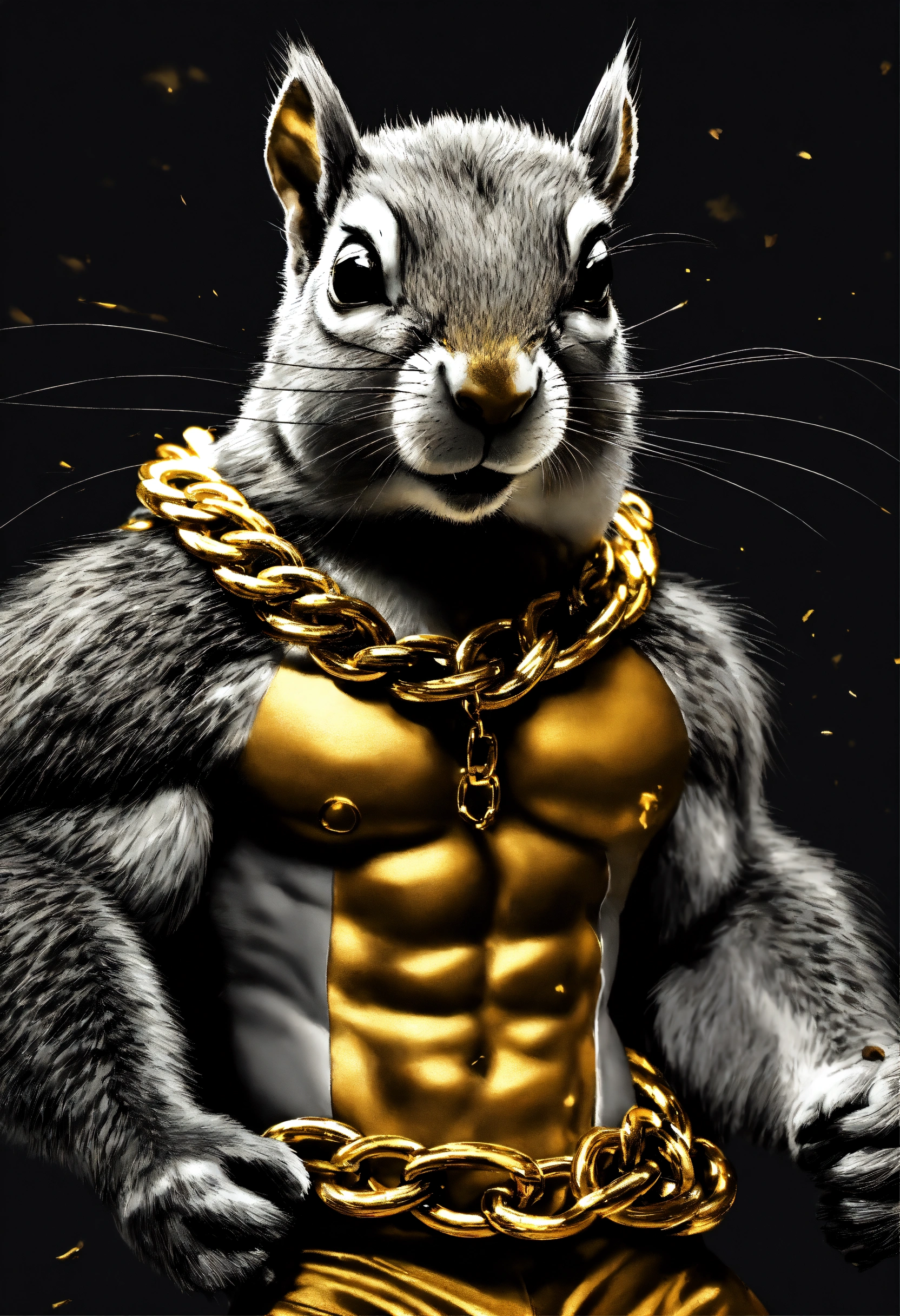 Lexica - Black and white illustration of masculine squirrel, fierce ...
