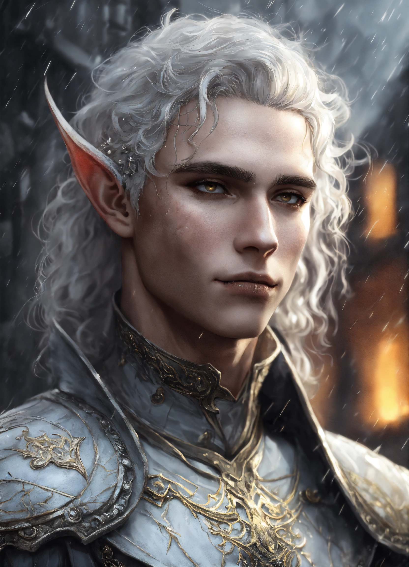Lexica - Fantasy portrait of a ash-grey skinned elf, masculine ...