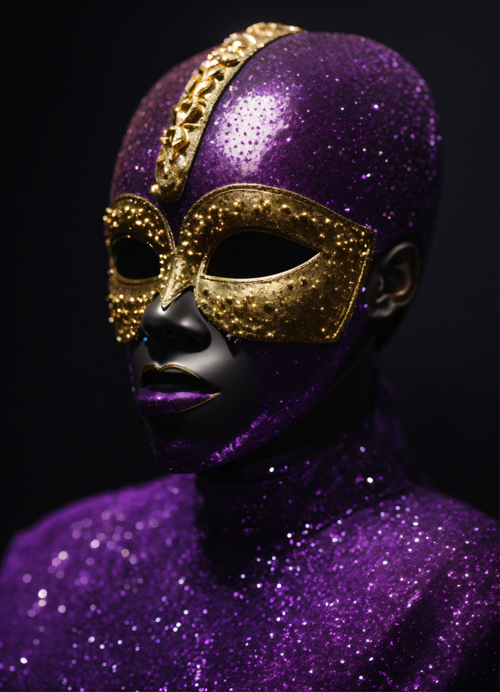 Lexica - Hyper realistic purple opaque sparkling African mask with ...