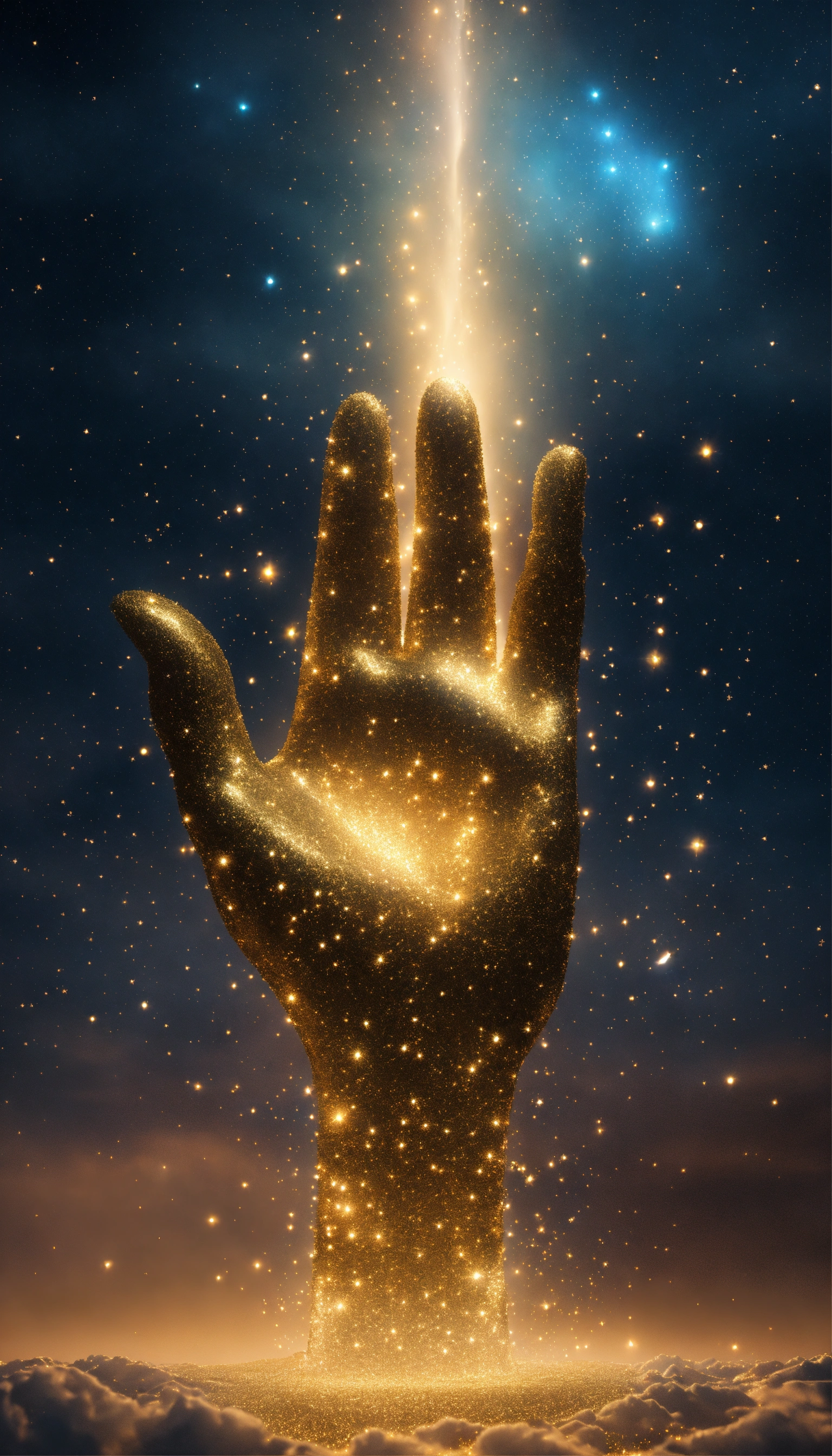 Lexica - Large, detailed and luminous hands of God emerging from a ...