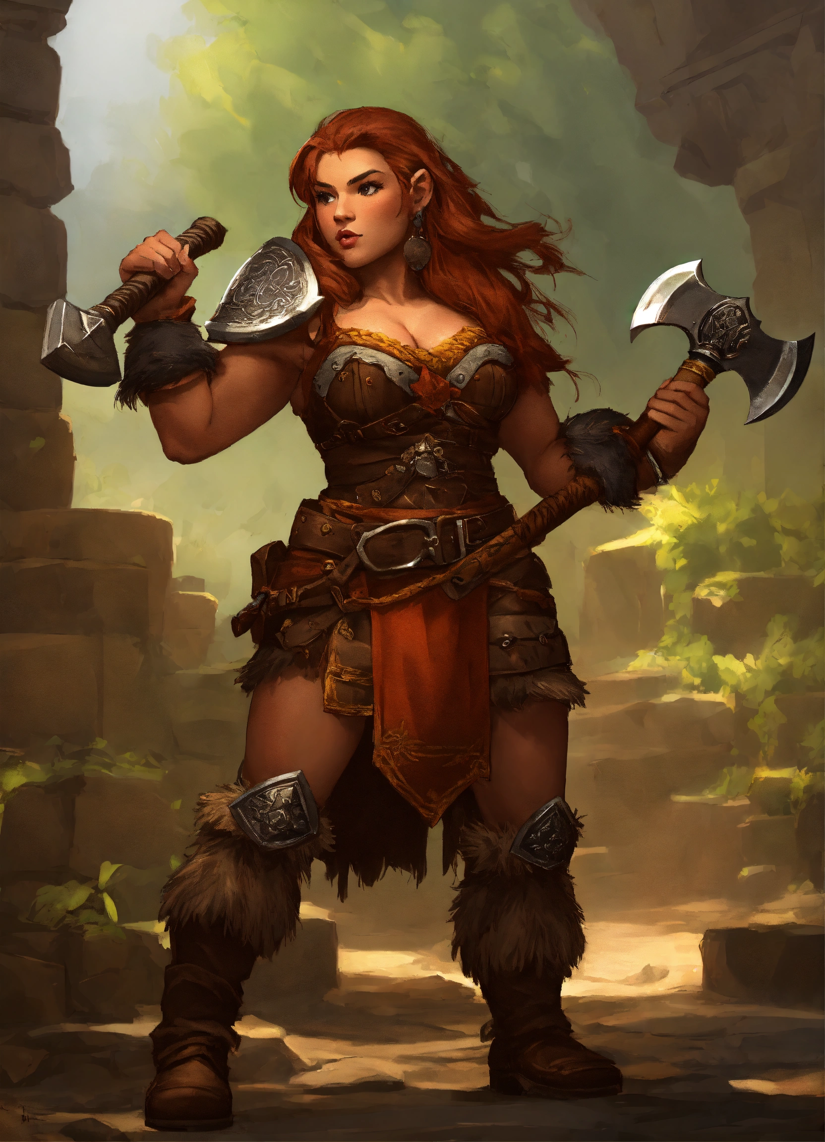 Lexica - Female barbarian dwarf with greataxe