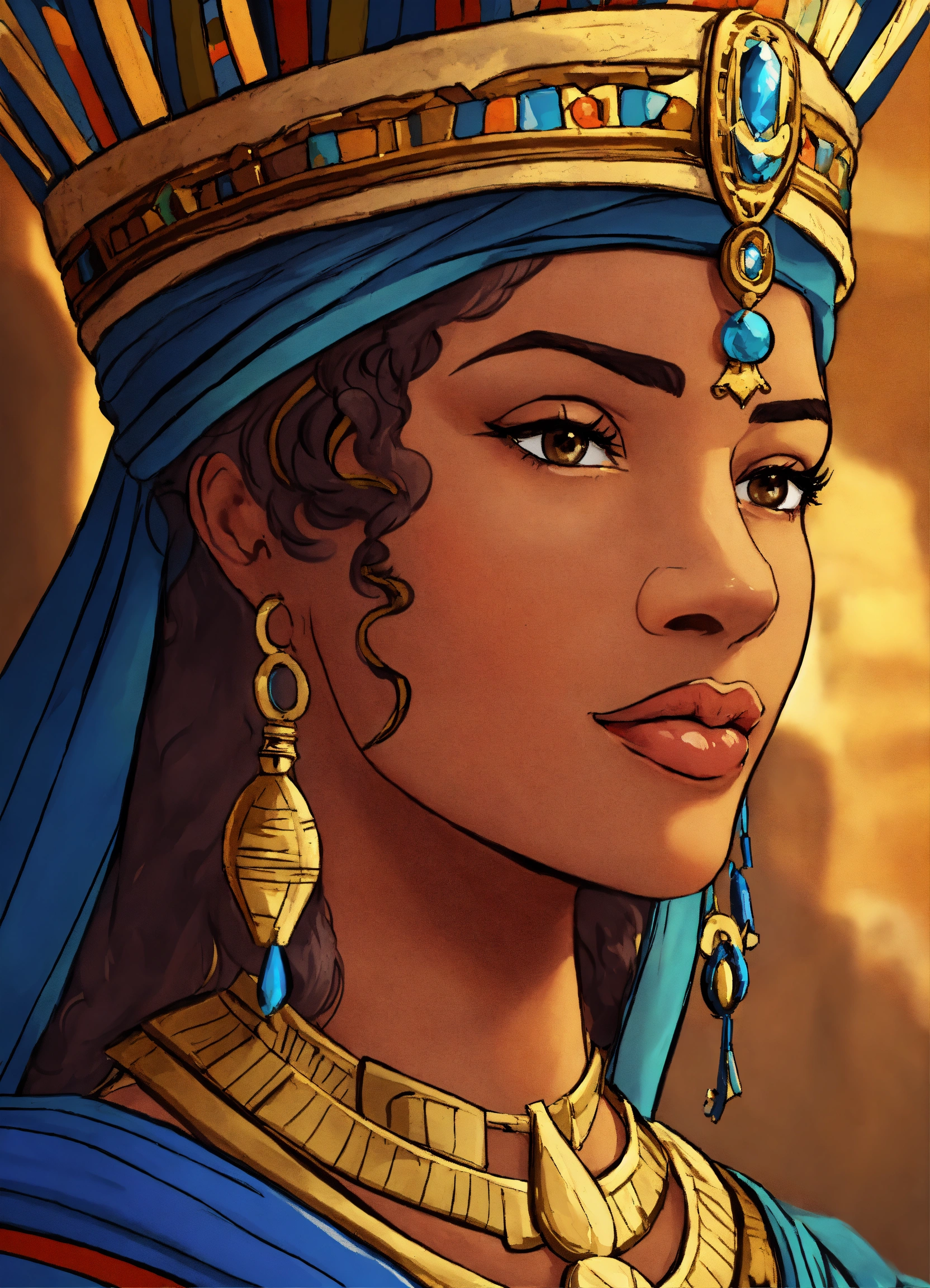 Lexica - Queen athaliah from the bible, 2d cartoon, face closeup