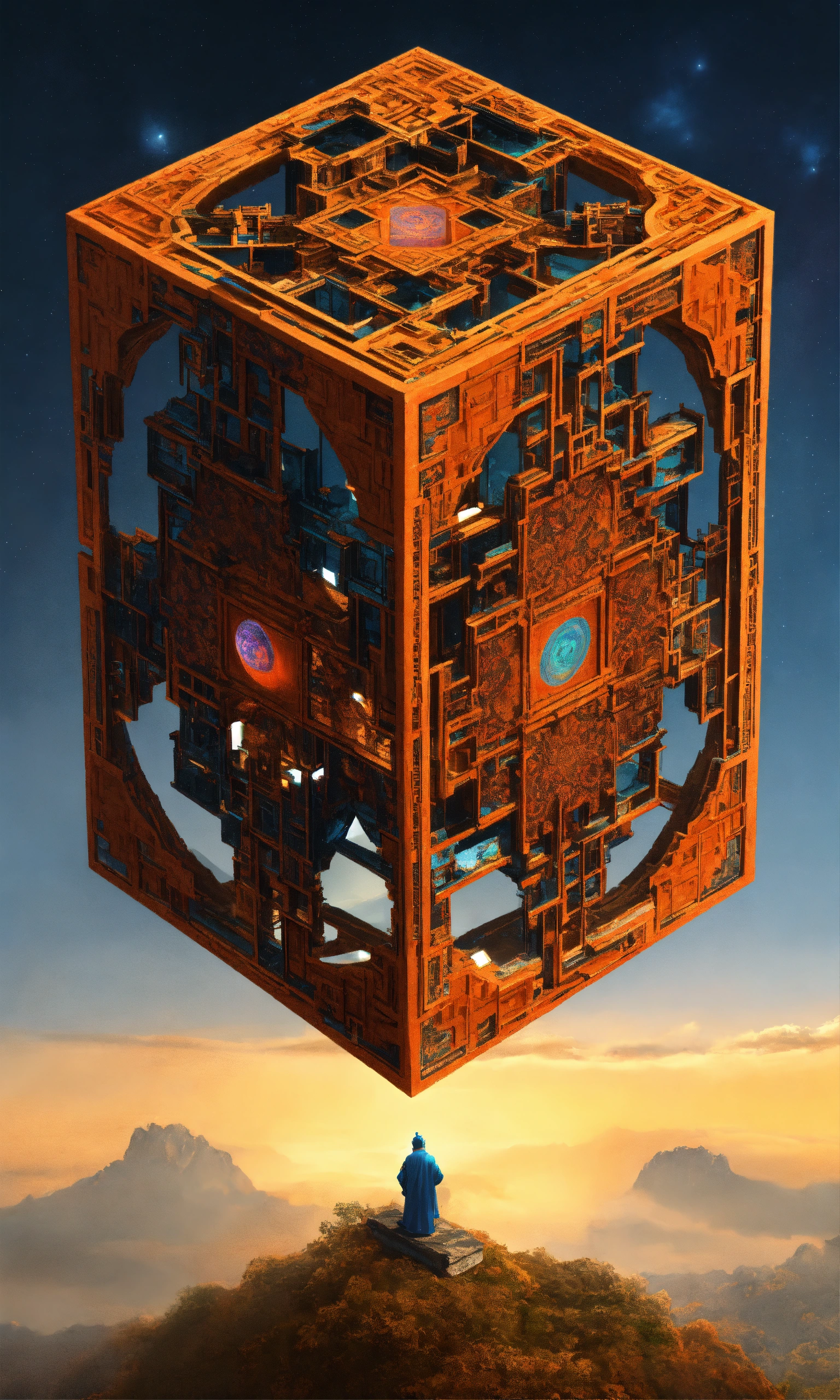 Lexica - Taoist monk tesseract body fractal three point perspective ...