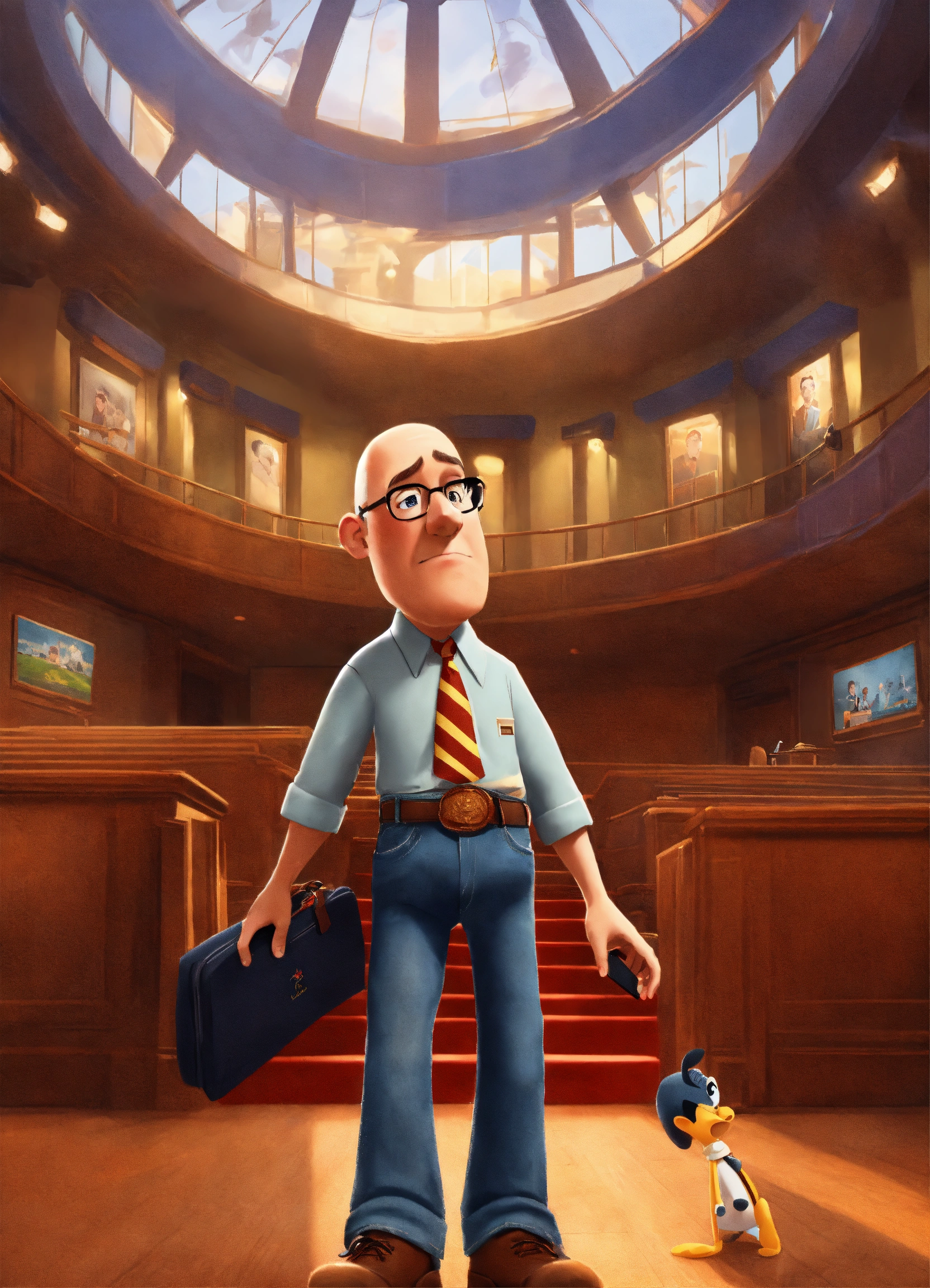 Lexica - Pixar style movie poster, Disney style, of a hurried lawyer ...