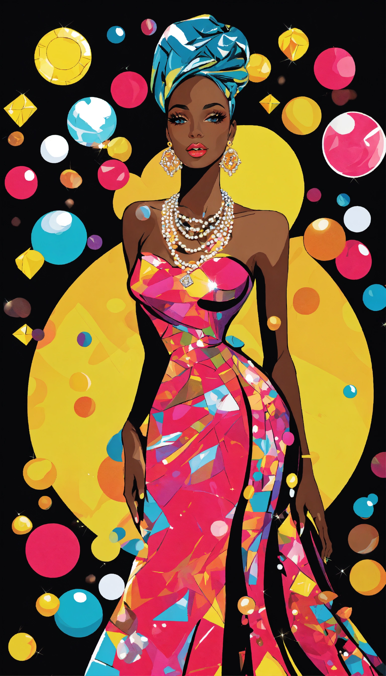 Lexica - Pop Art Glamour Black Woman in a glamorous pop art gown ...